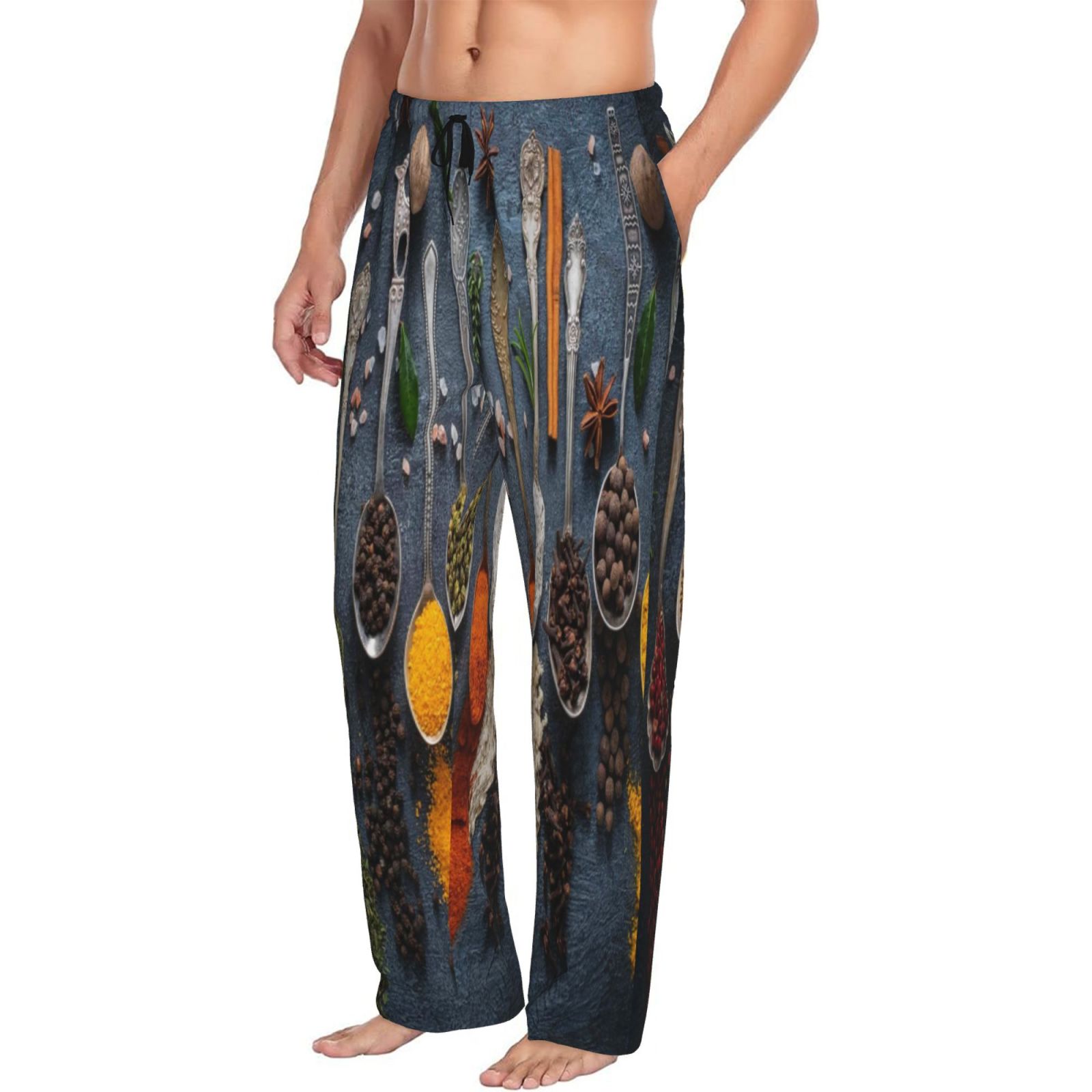 Goofa Various Herbs And Spices In Spoons Printed Soft Pajama Pants for ...