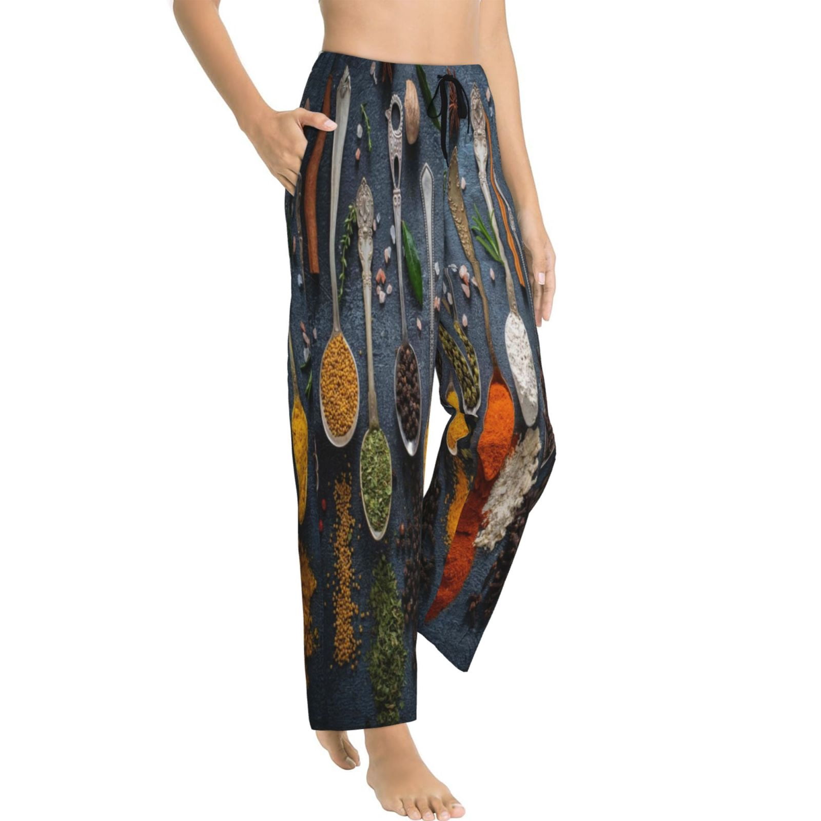 Goofa Various Herbs And Spices In Spoons Printed Soft Pajama Pants for ...