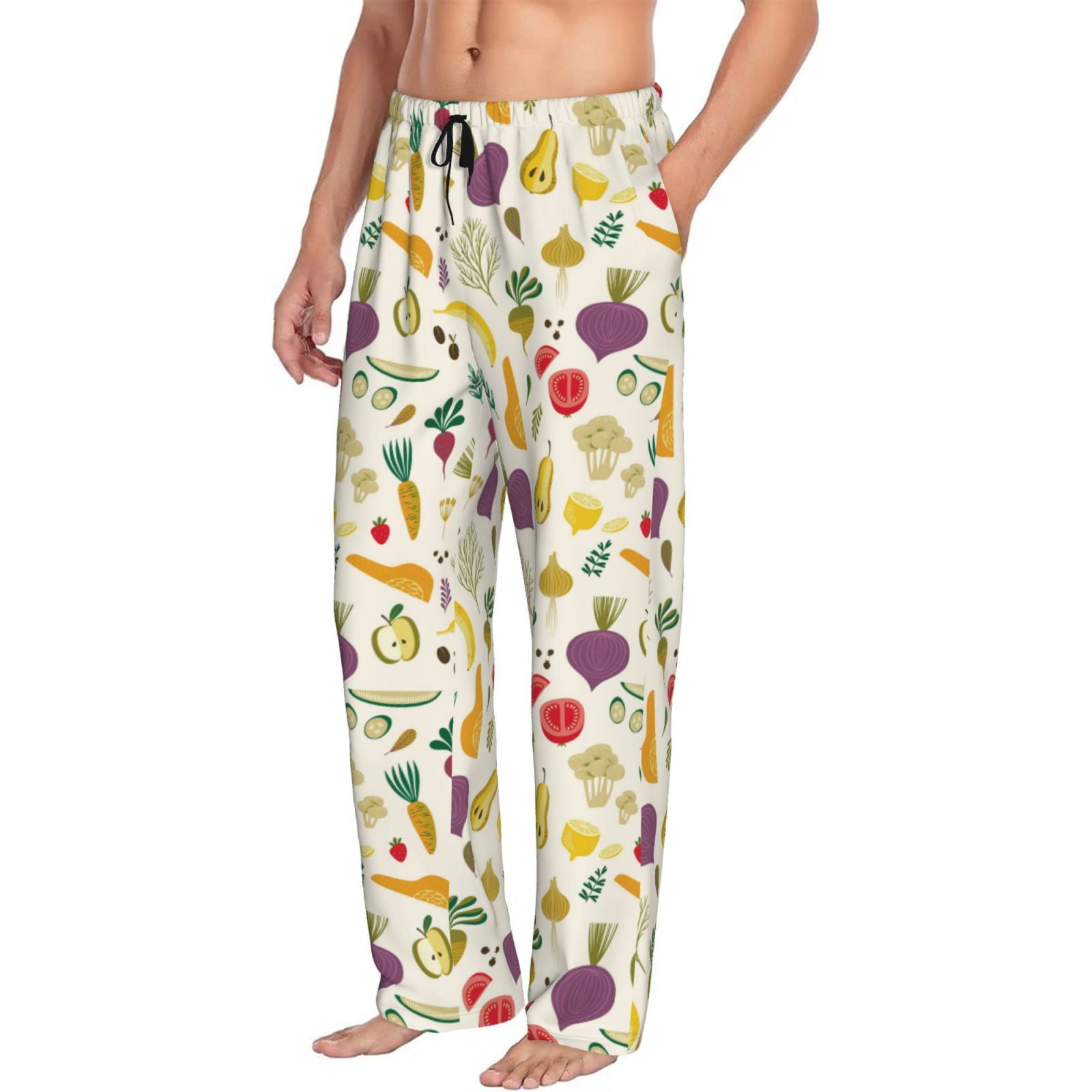 Goofa Vegetable Printed Soft Pajama Pants for Men, Wide Leg Comfy ...