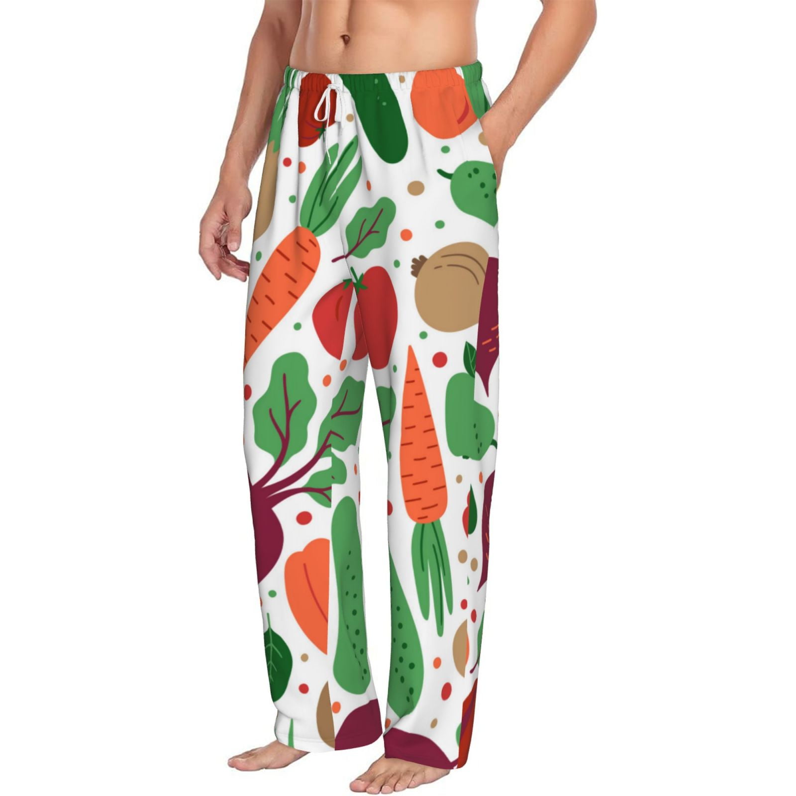 Goofa Vegetables Printed Soft Pajama Pants for Men, Wide Leg Comfy ...