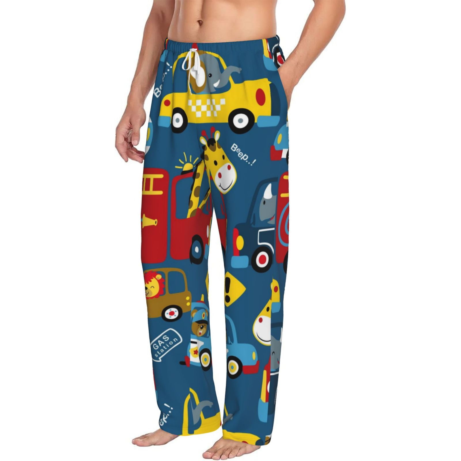 Goofa Vehicles Cartoon with Funny Drivers Printed Soft Pajama Pants for ...