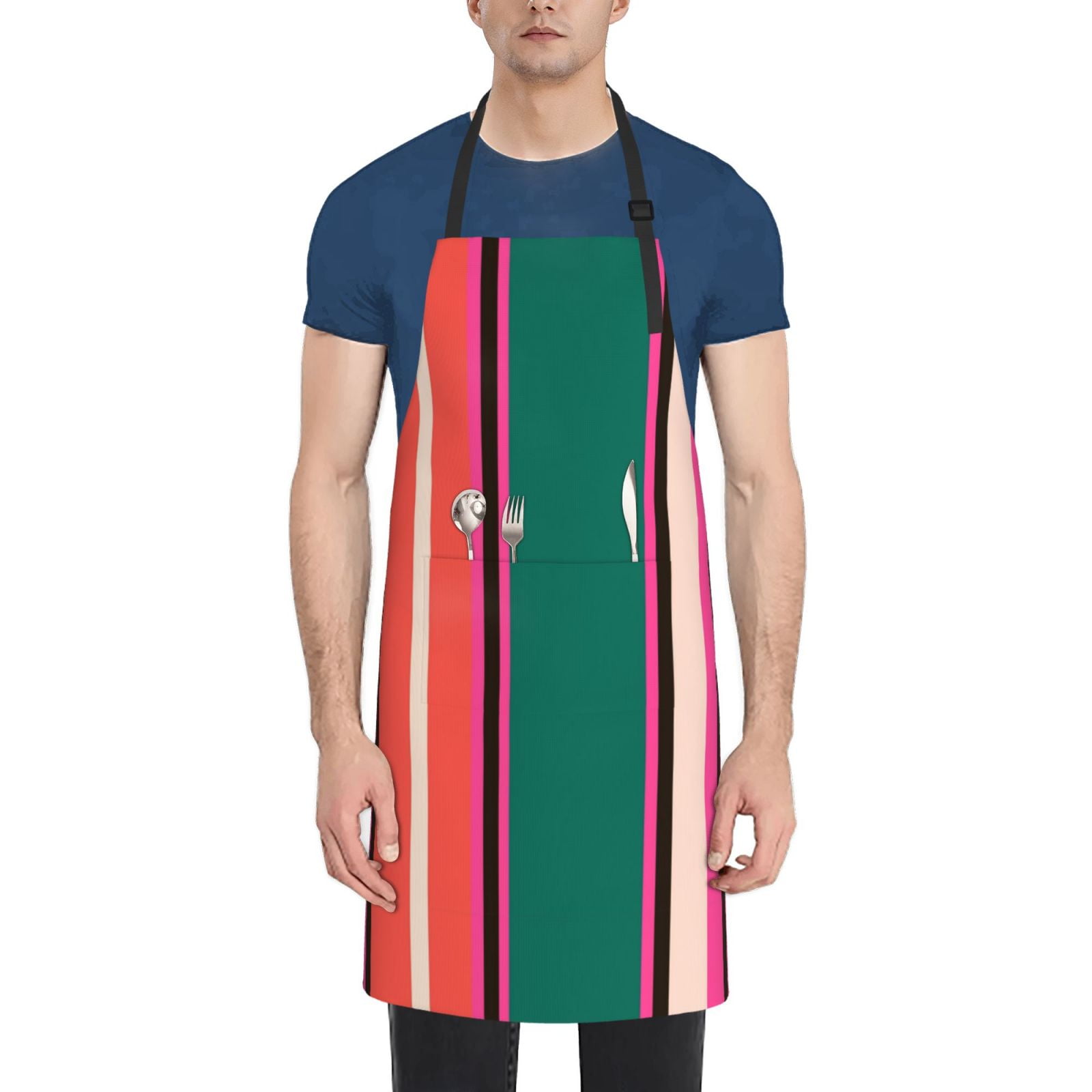 Goofa Vertical Stripes Printed Waterproof Apron 33" Chef Aprons for Men ...