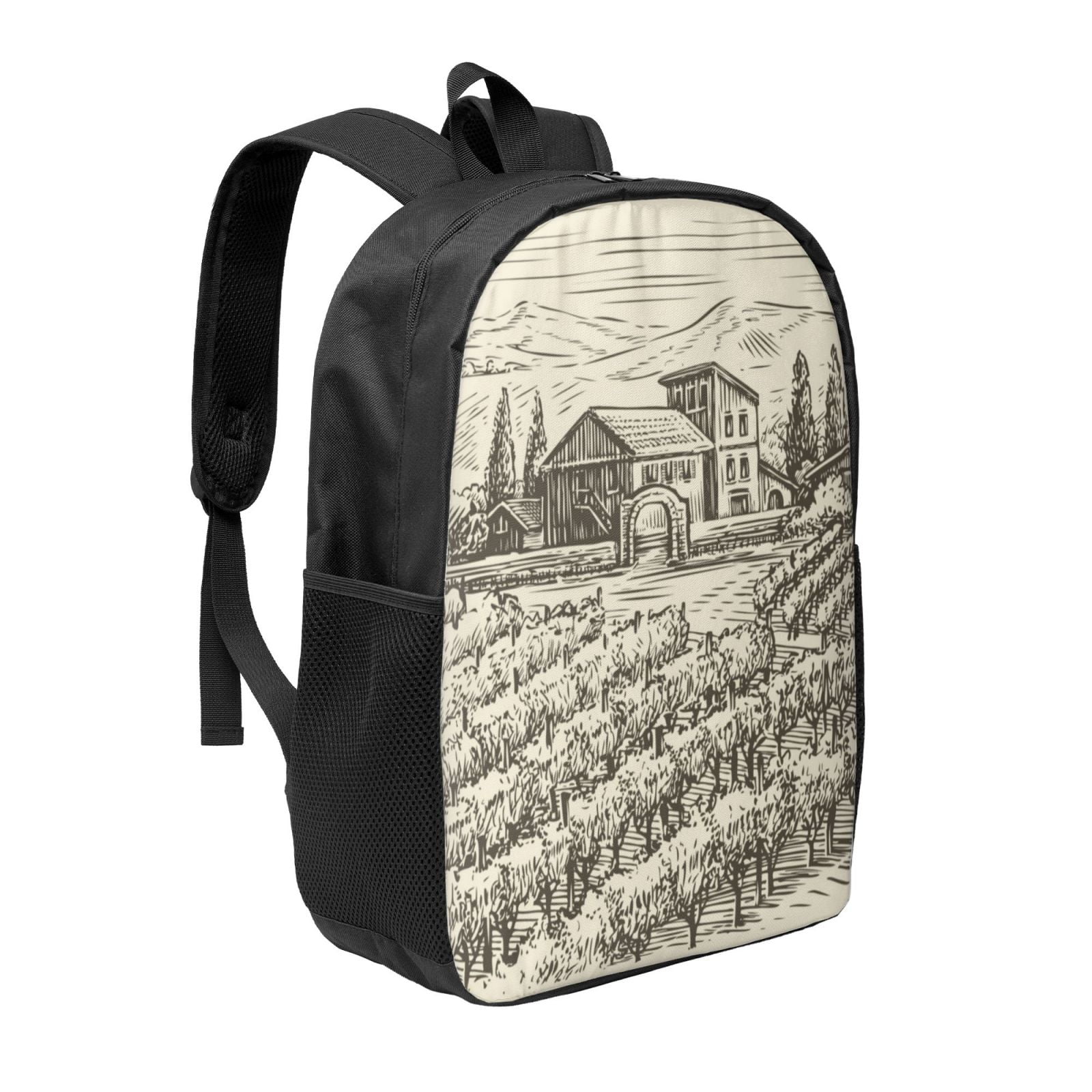 Goofa Vineyard Landscape Pattern 17in Student Backpack - School, Travel ...