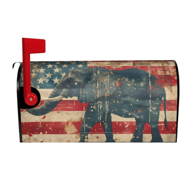 Goofa Vintage American Flag Elephant Pattern Mailbox Cover, Mailbox ...