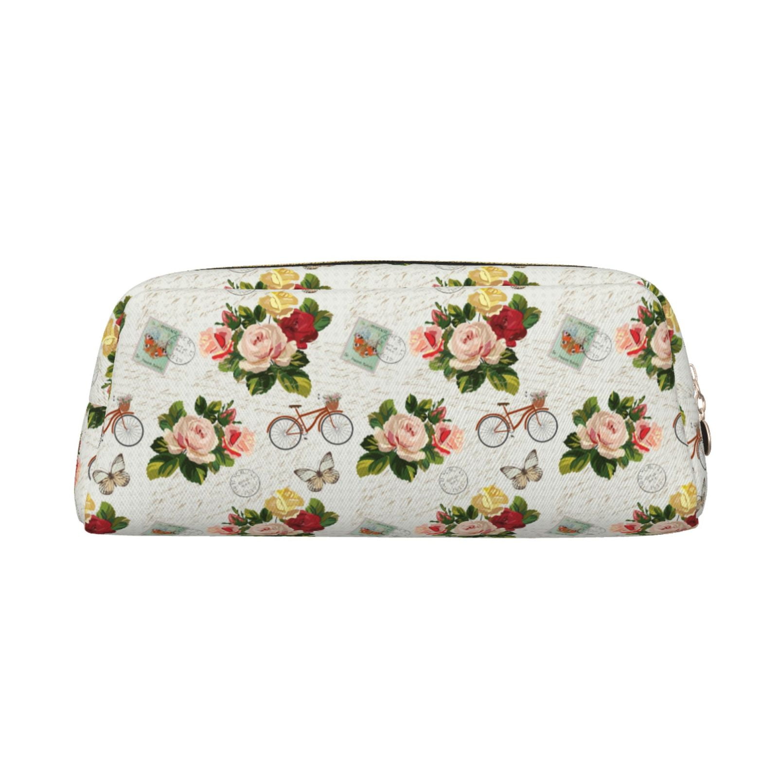 Goofa Vintage Bike Flower Butterfly Pattern Leather Pencil Case, Pencil ...