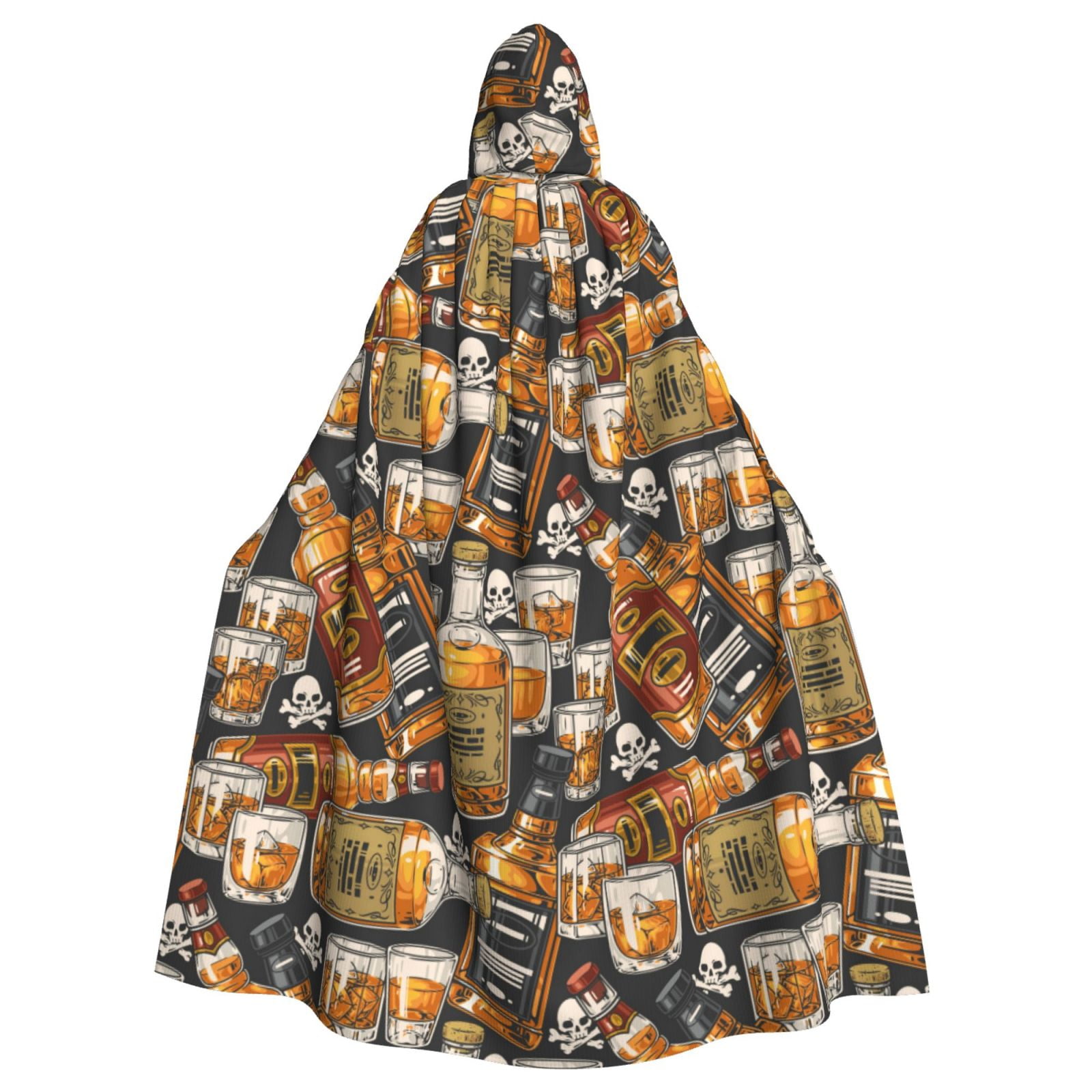 Goofa Vintage Bottles Pattern Hooded Cloak, Halloween Costume Cloak ...