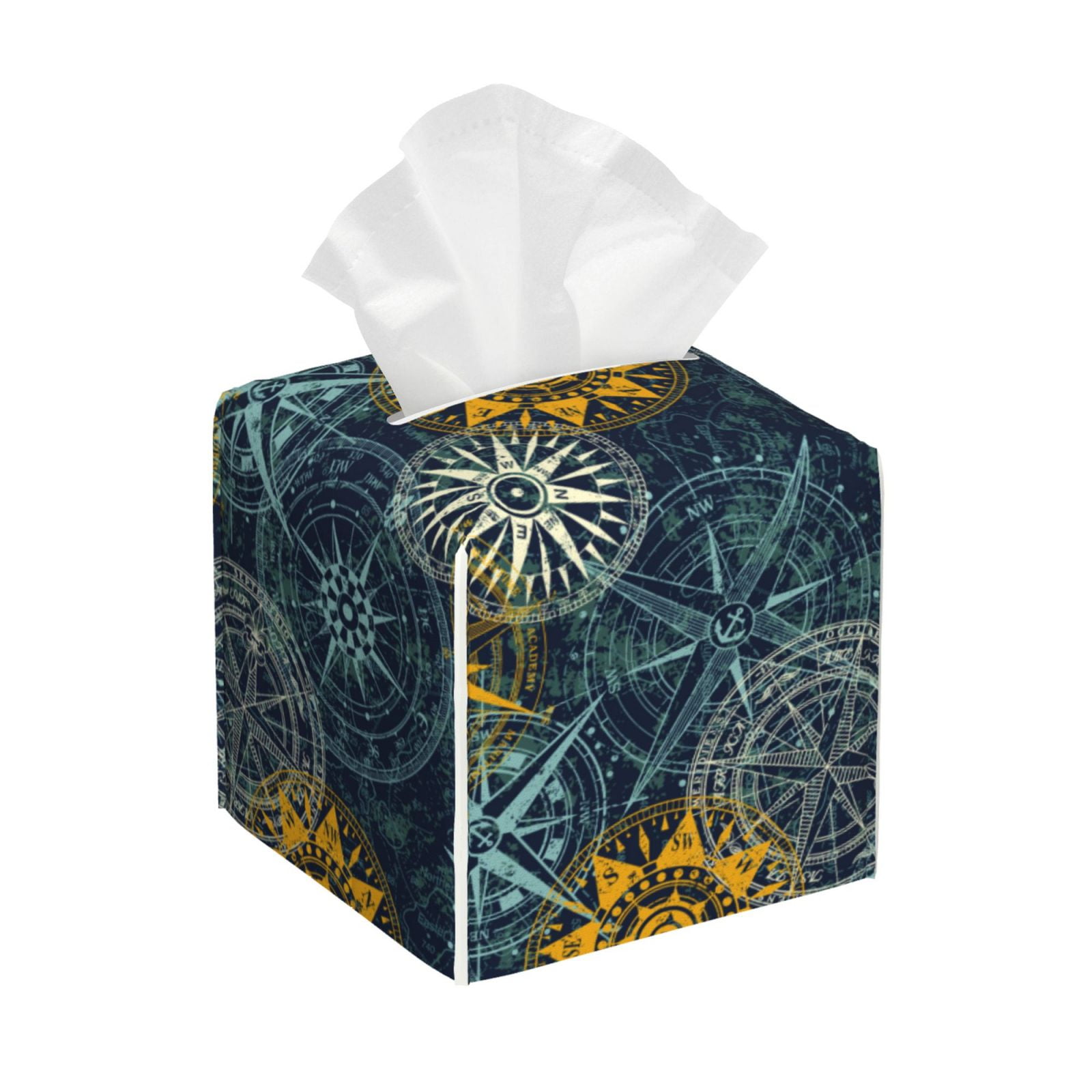 Goofa Vintage Compass Tissue Box Cover PVC Leather Tissue Holder Square ...