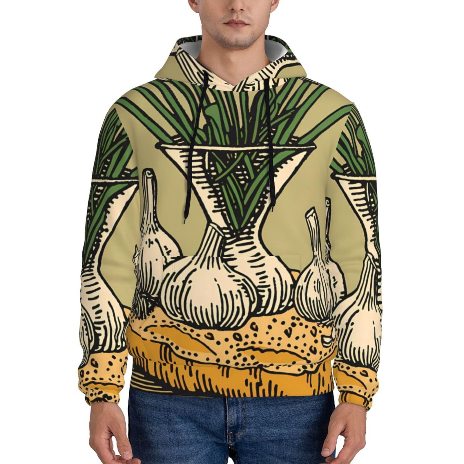 Goofa Vintage Garlic Bread Illustration for Men's Hooded Sweatshirt ...