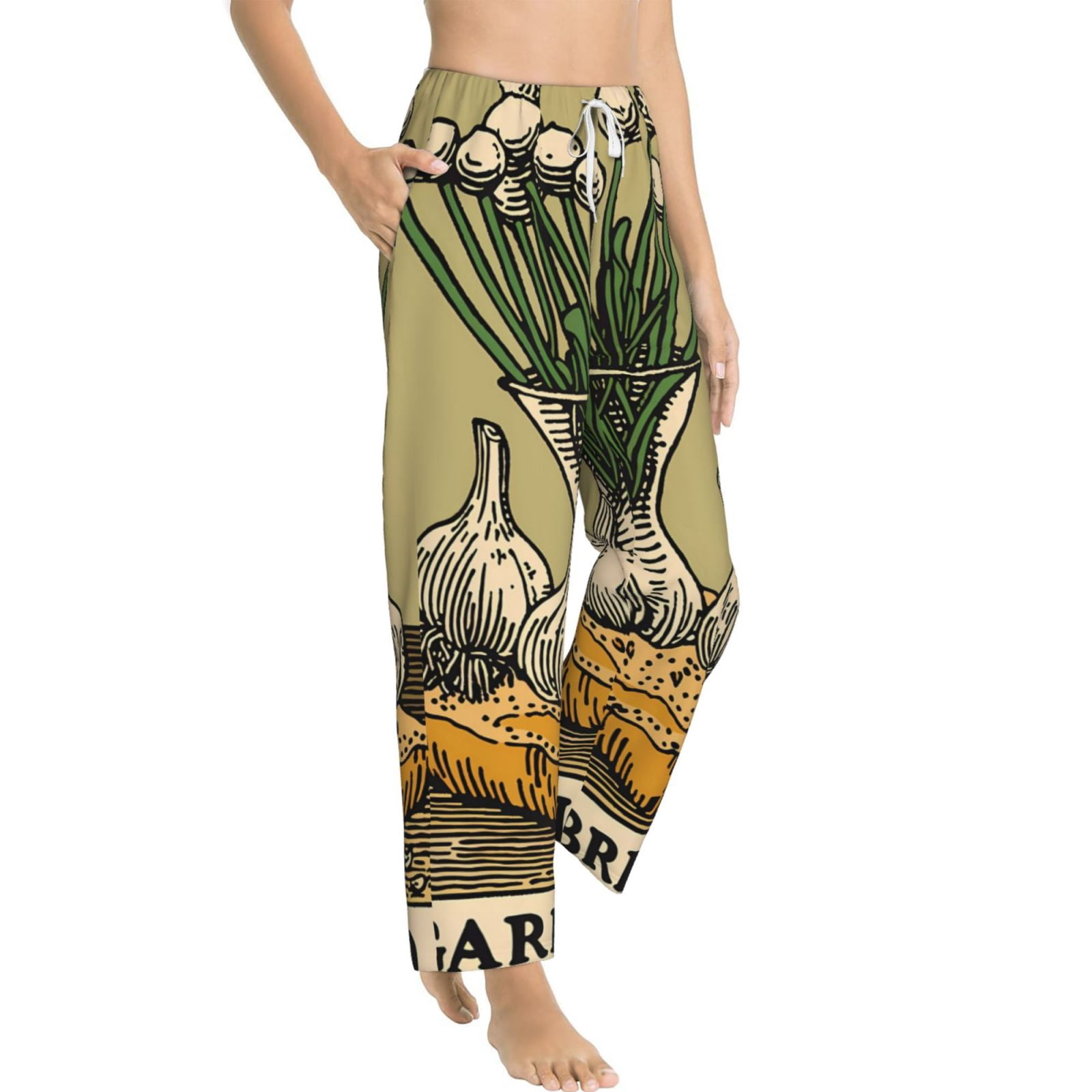 Goofa Vintage Garlic Bread Illustration Printed Soft Pajama Pants for ...