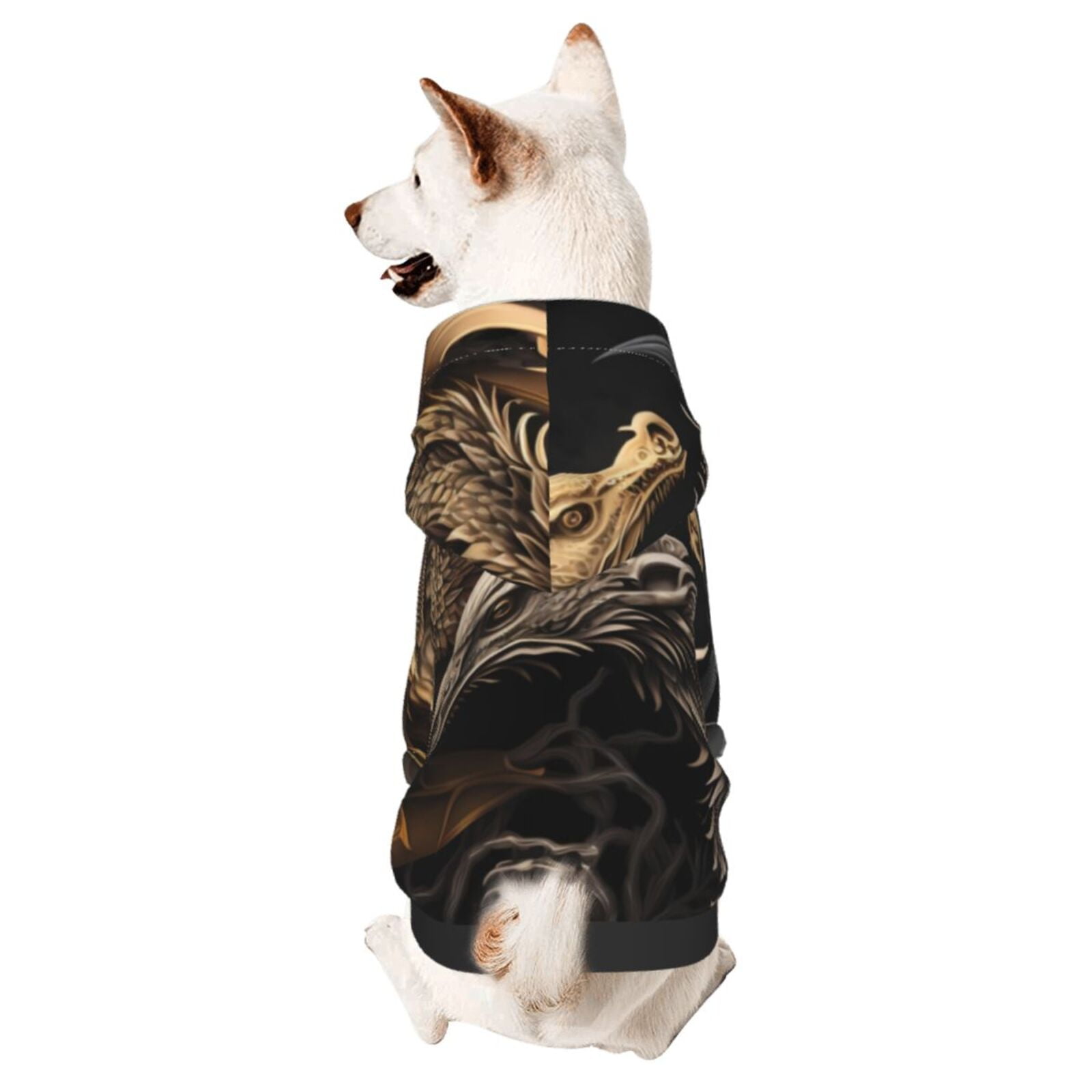 Goofa Vintage Metal Dragon Pattern Small Dog Sweater Hoodies Pet Grey ...