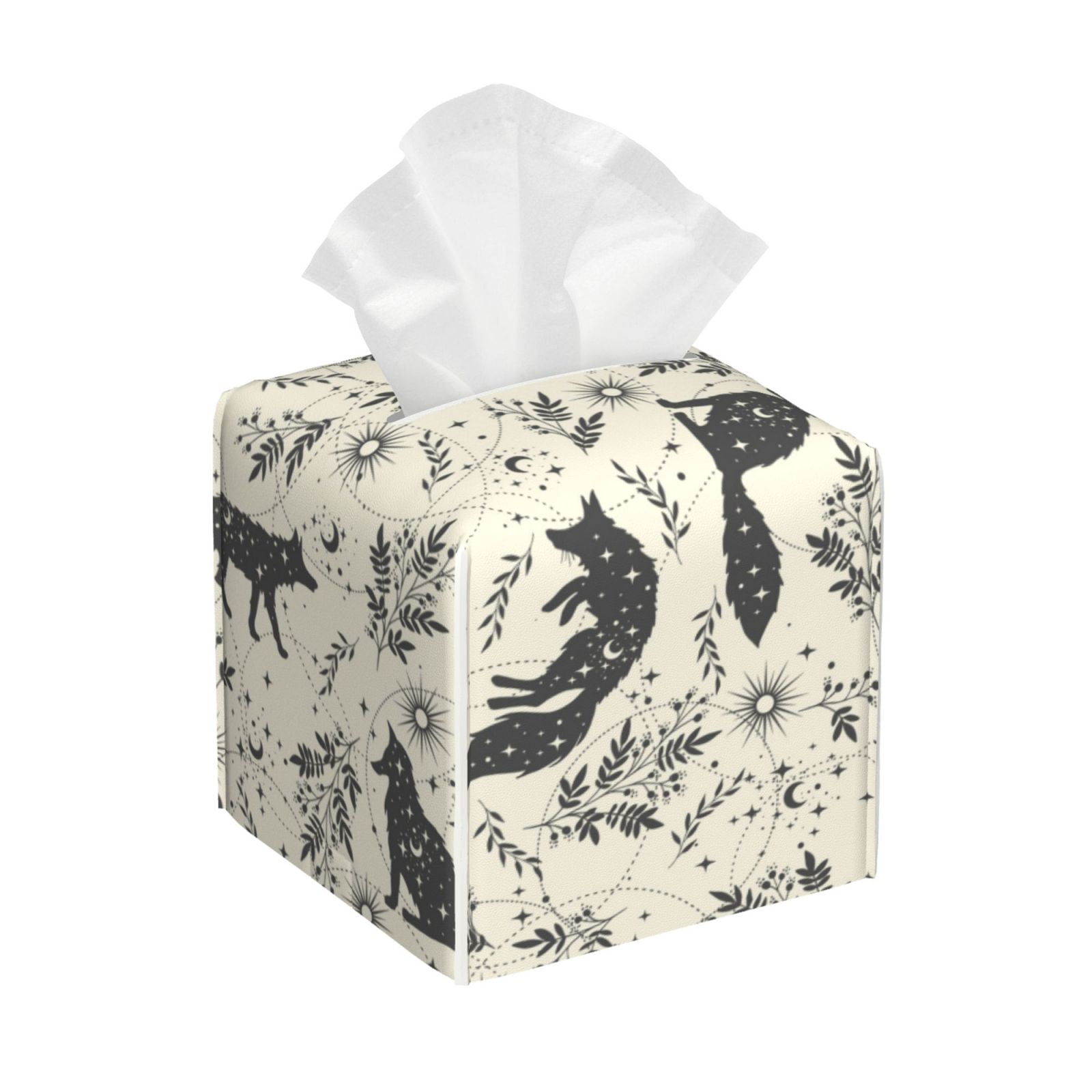 Goofa Vintage Moon Fox Tissue Box Cover PVC Leather Tissue Holder ...