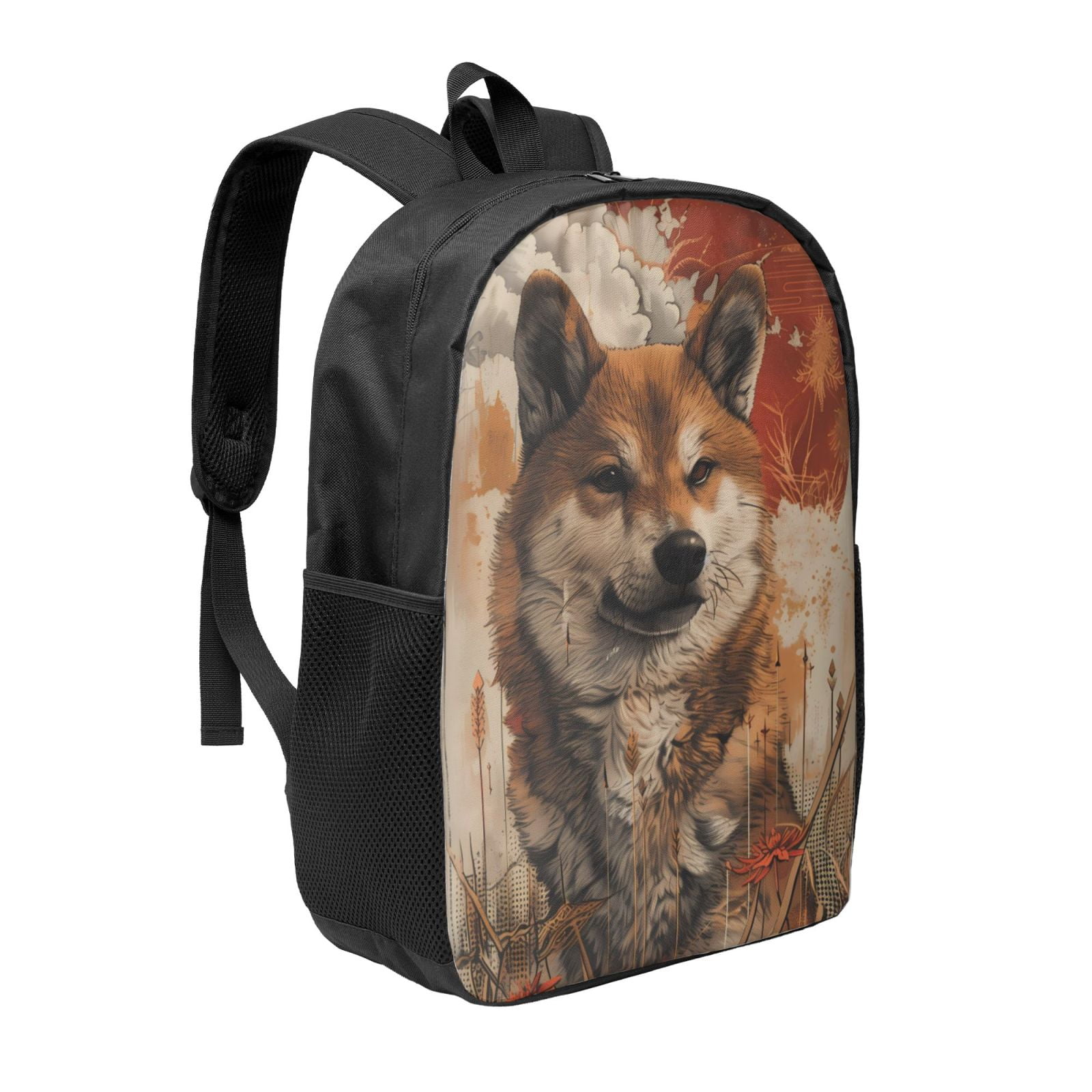 Goofa Vintage Shiba Inu Art Pattern 17in Student Backpack - School ...