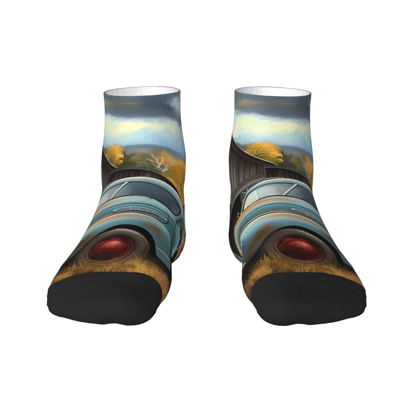 Goofa Vintage Truck Farm Scene Pattern Non Slip Socks with Grips for ...