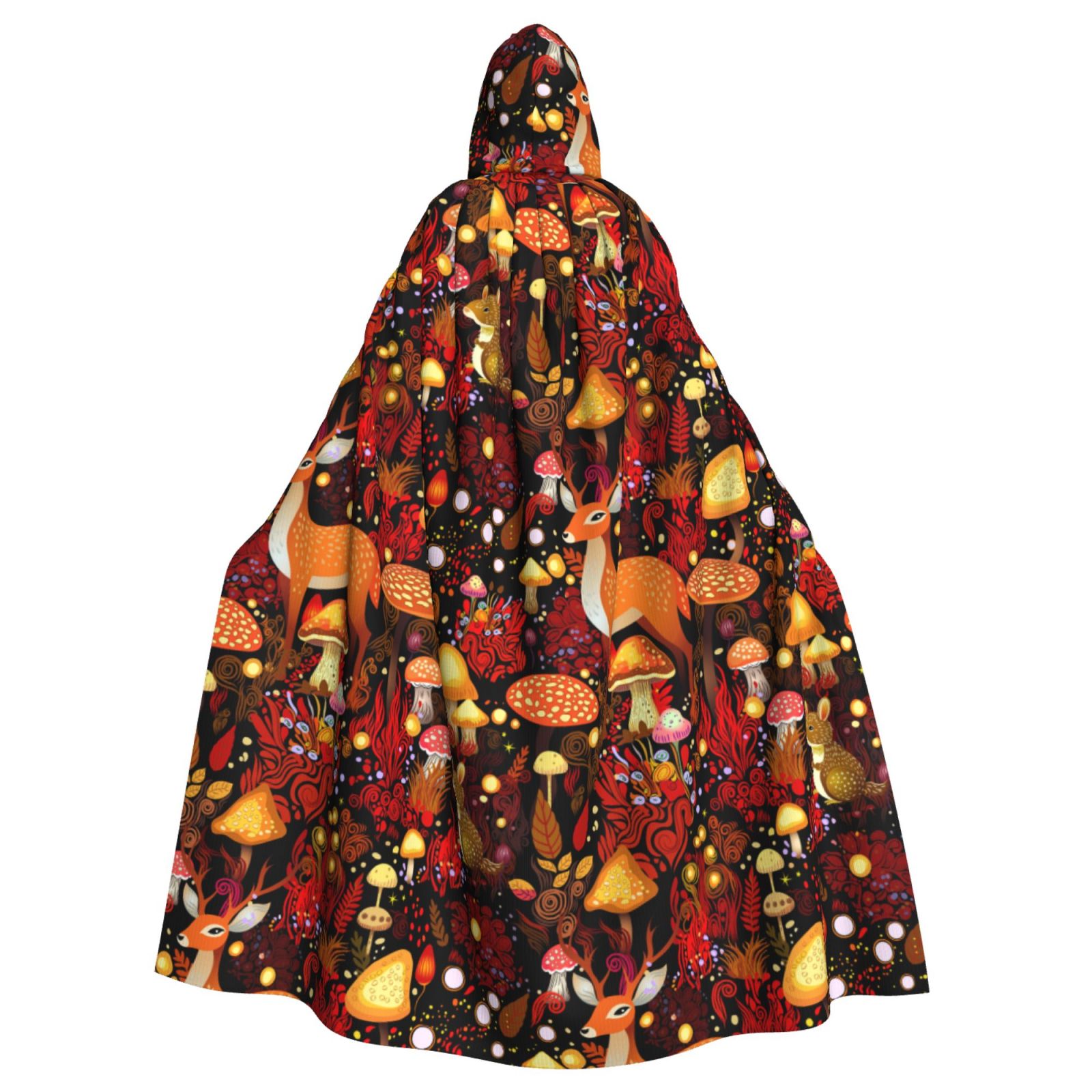 Goofa Warm Forest Plants and Deer Pattern Hooded Cloak, Halloween ...