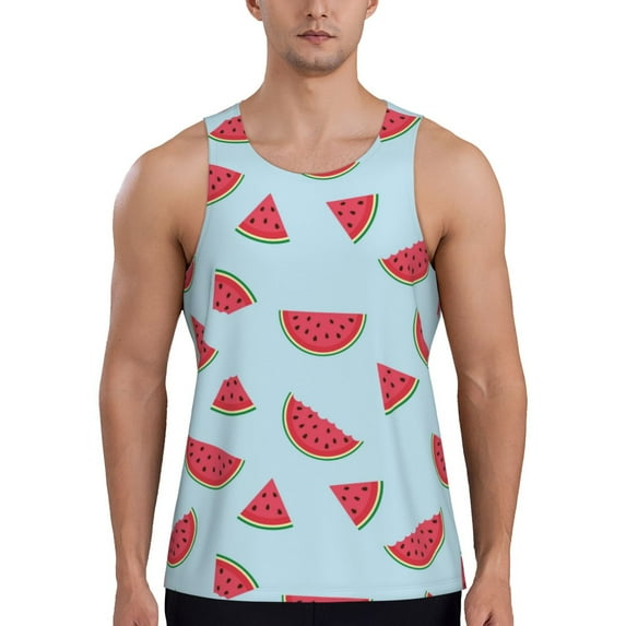 Goofa Watermelon Pattern Men's Workout Tank Top Slim-Fit Tank Quick Dry ...