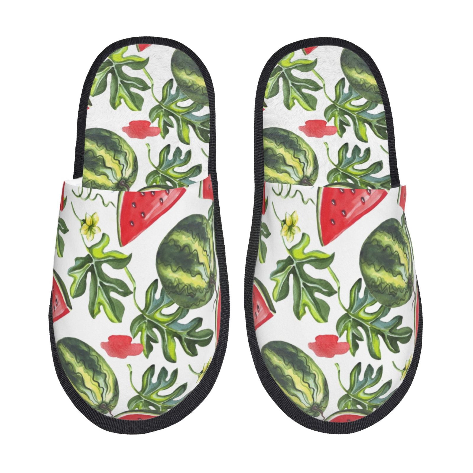 Goofa Watermelons Pattern Plush Furry Slippers for Men & Women, Cozy ...