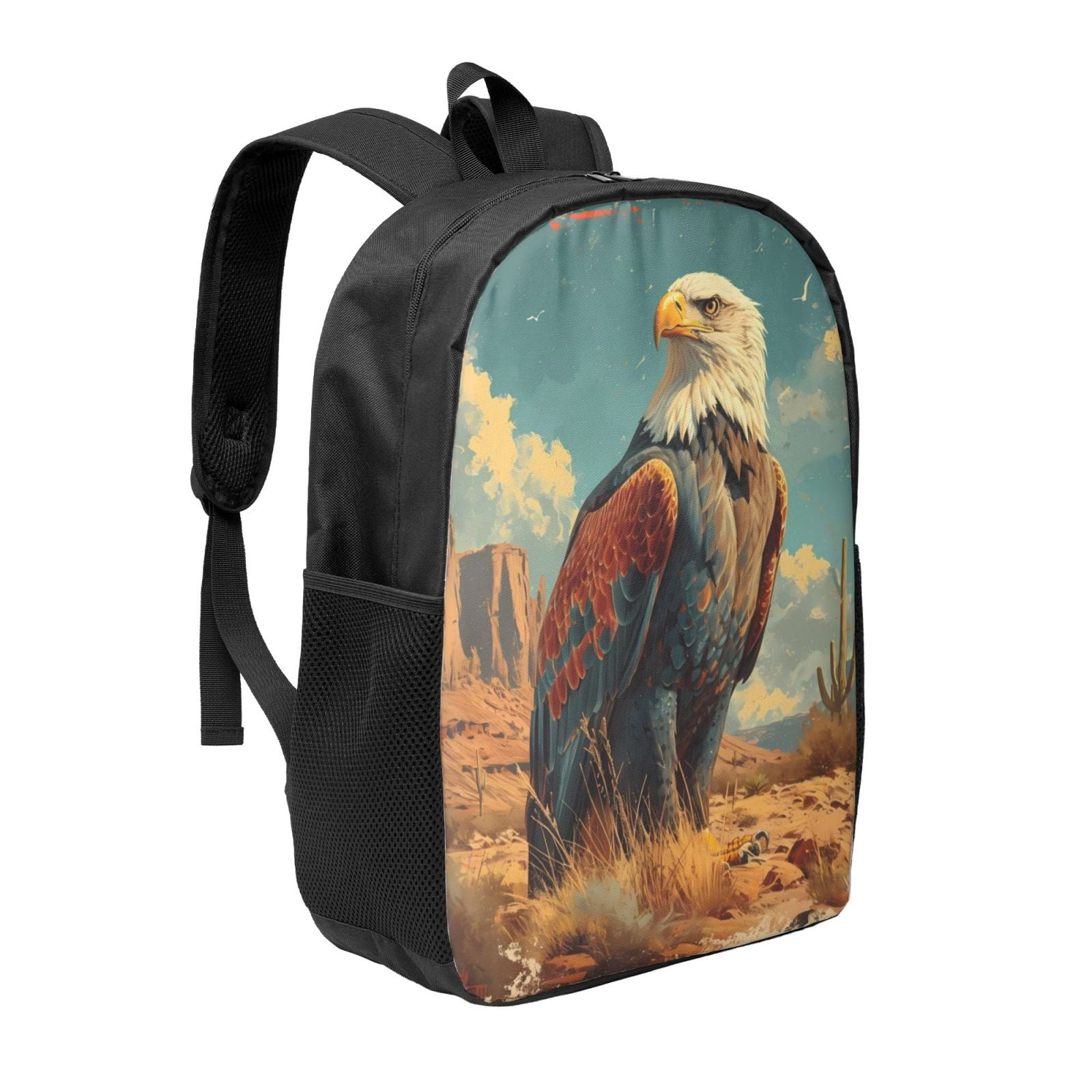 Goofa Western Desert Cactus Bald Eagle Pattern 17in Student Backpack ...