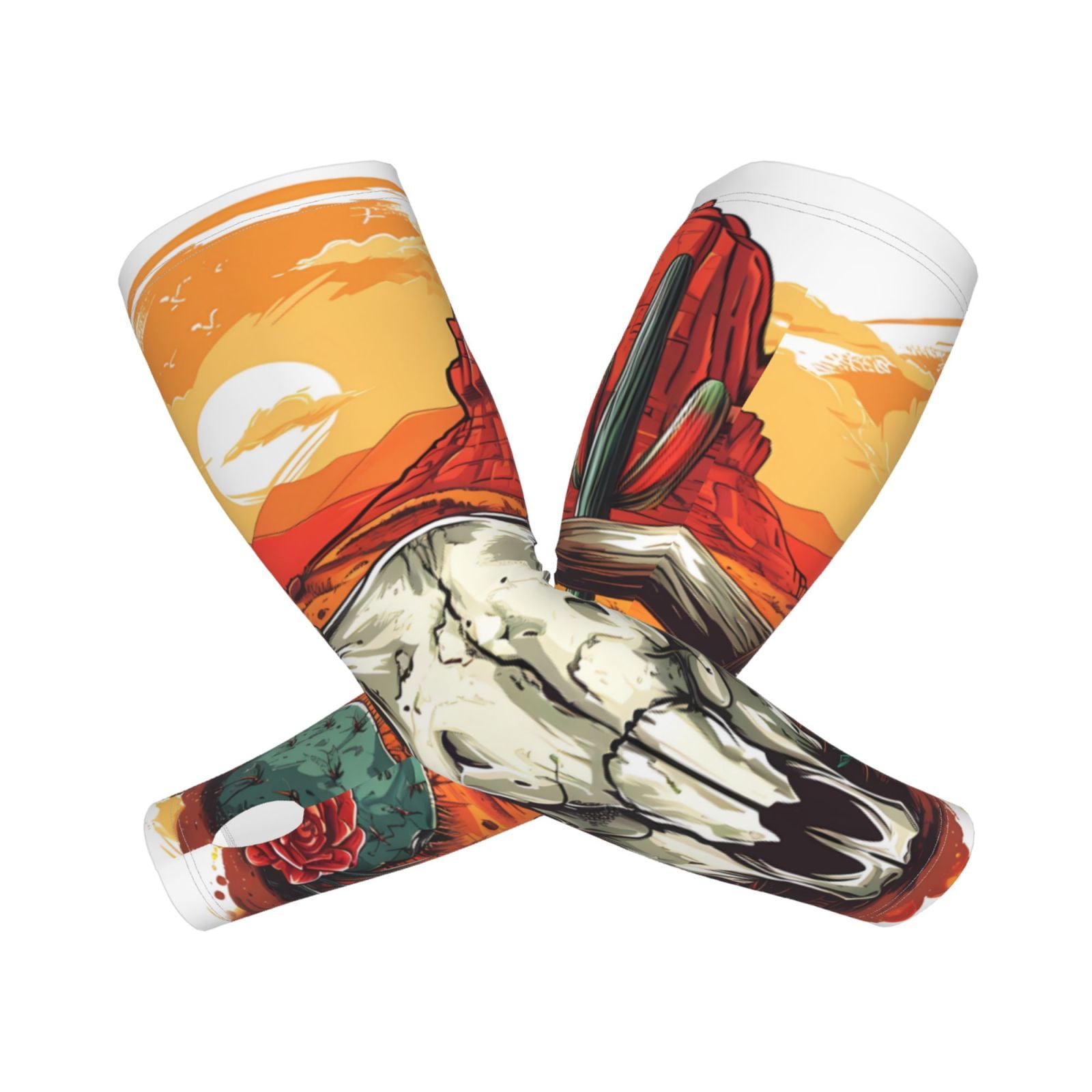 Goofa Western Desert Cactus Ram Skull Pattern UV Sun Protection Arm ...
