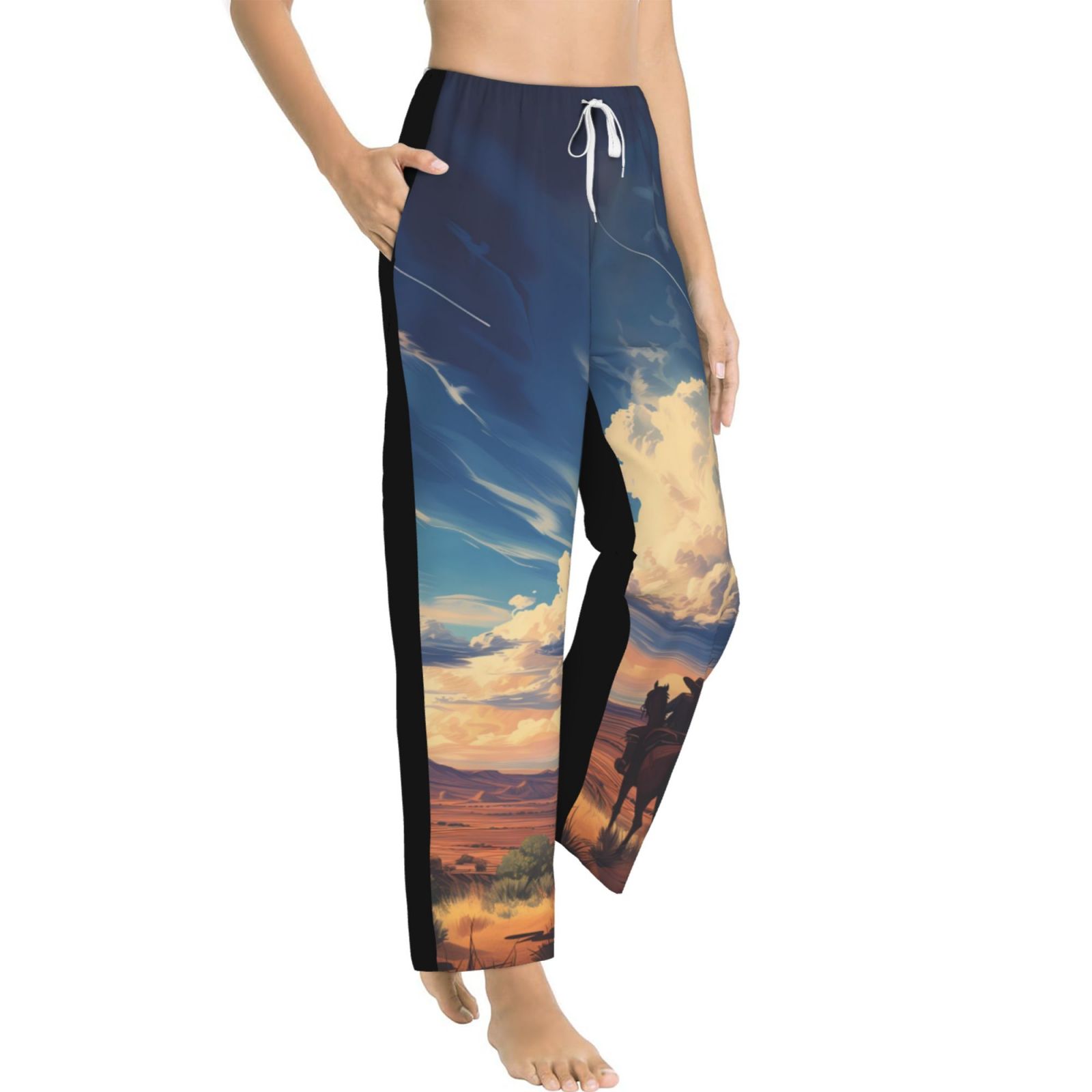 Goofa Western Desert Cloud Cowboy Printed Soft Pajama Pants for Women ...