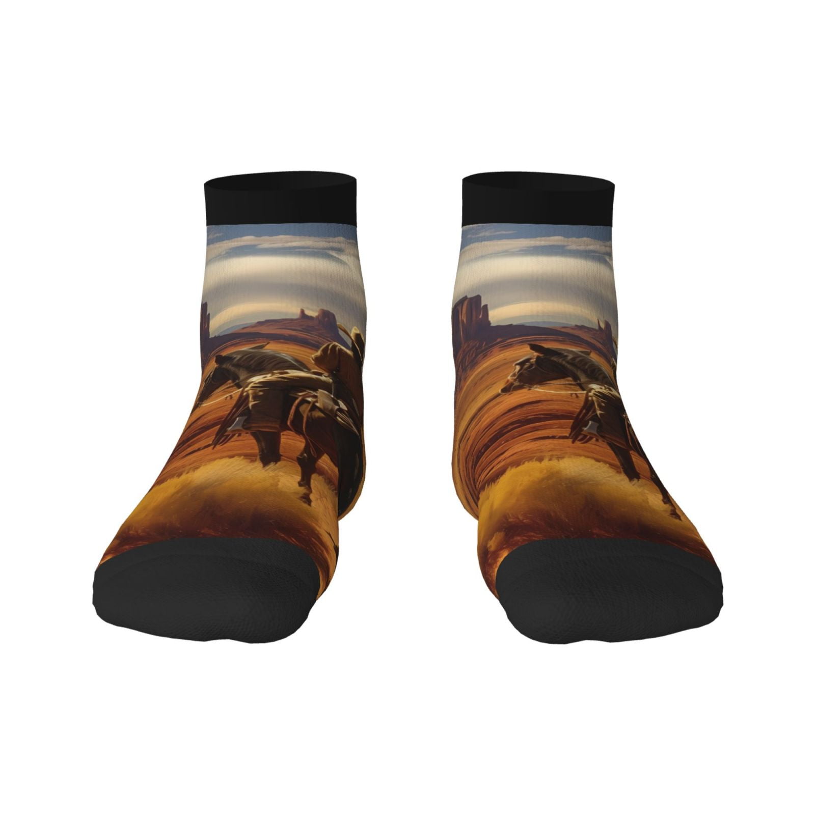 Goofa Western Desert Cowboy Cloud Pattern Non Slip Socks with Grips for ...