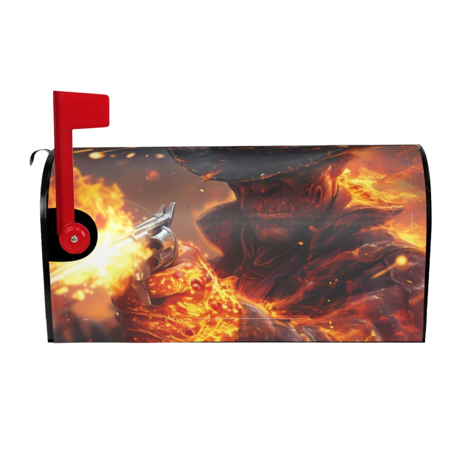 Goofa Western Fire Cowboy Pattern Mailbox Cover, Mailbox Decoration ...