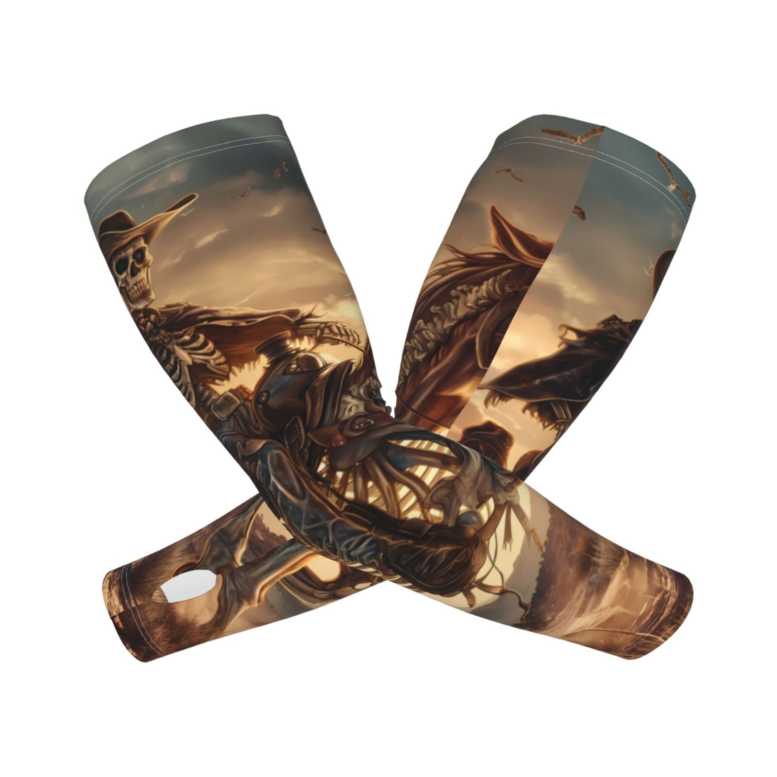 Goofa Western Skeleton Cowboy Horse Pattern UV Sun Protection Arm ...