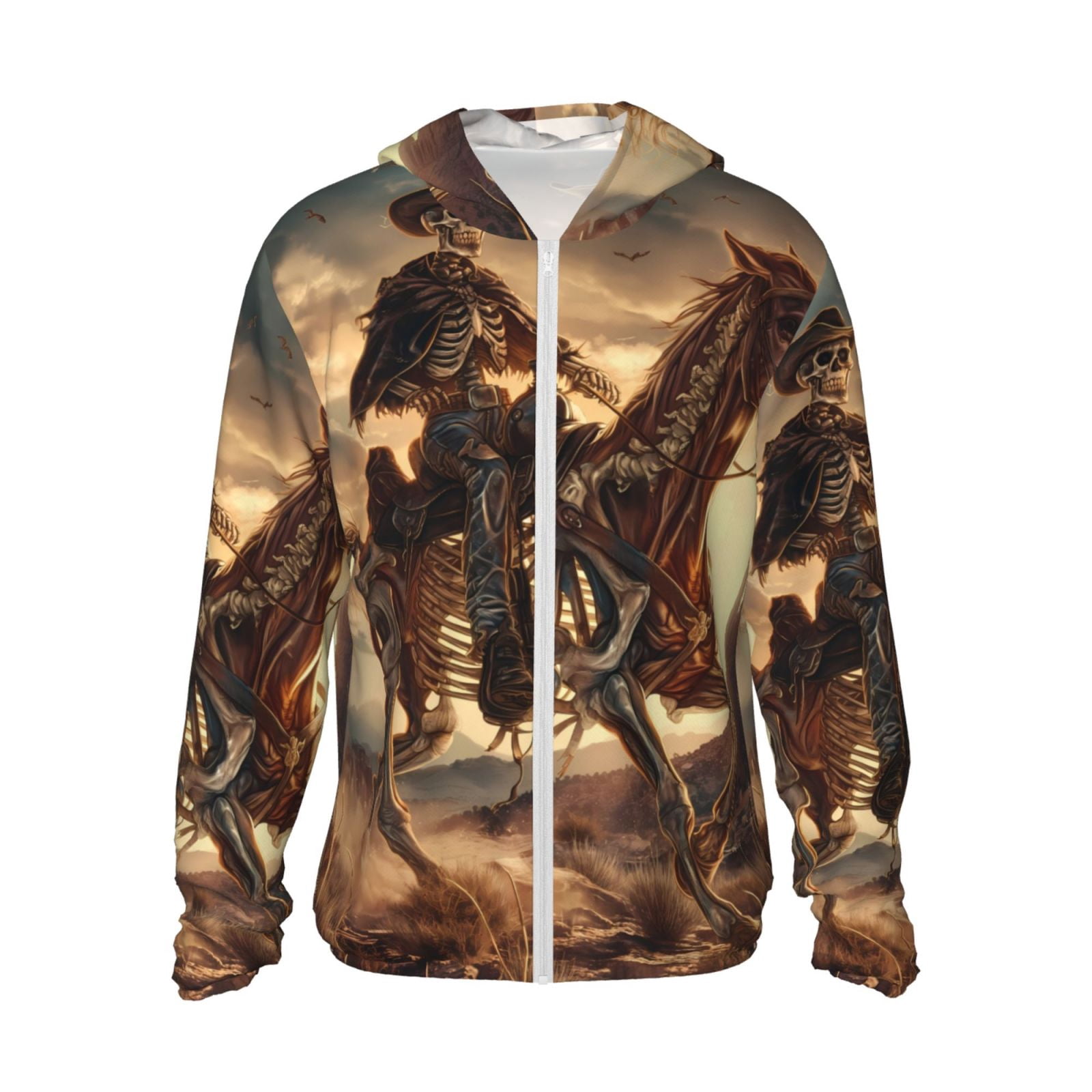 Goofa Western Skeleton Cowboy Horse Printed Women's UPF 50+ Sun ...