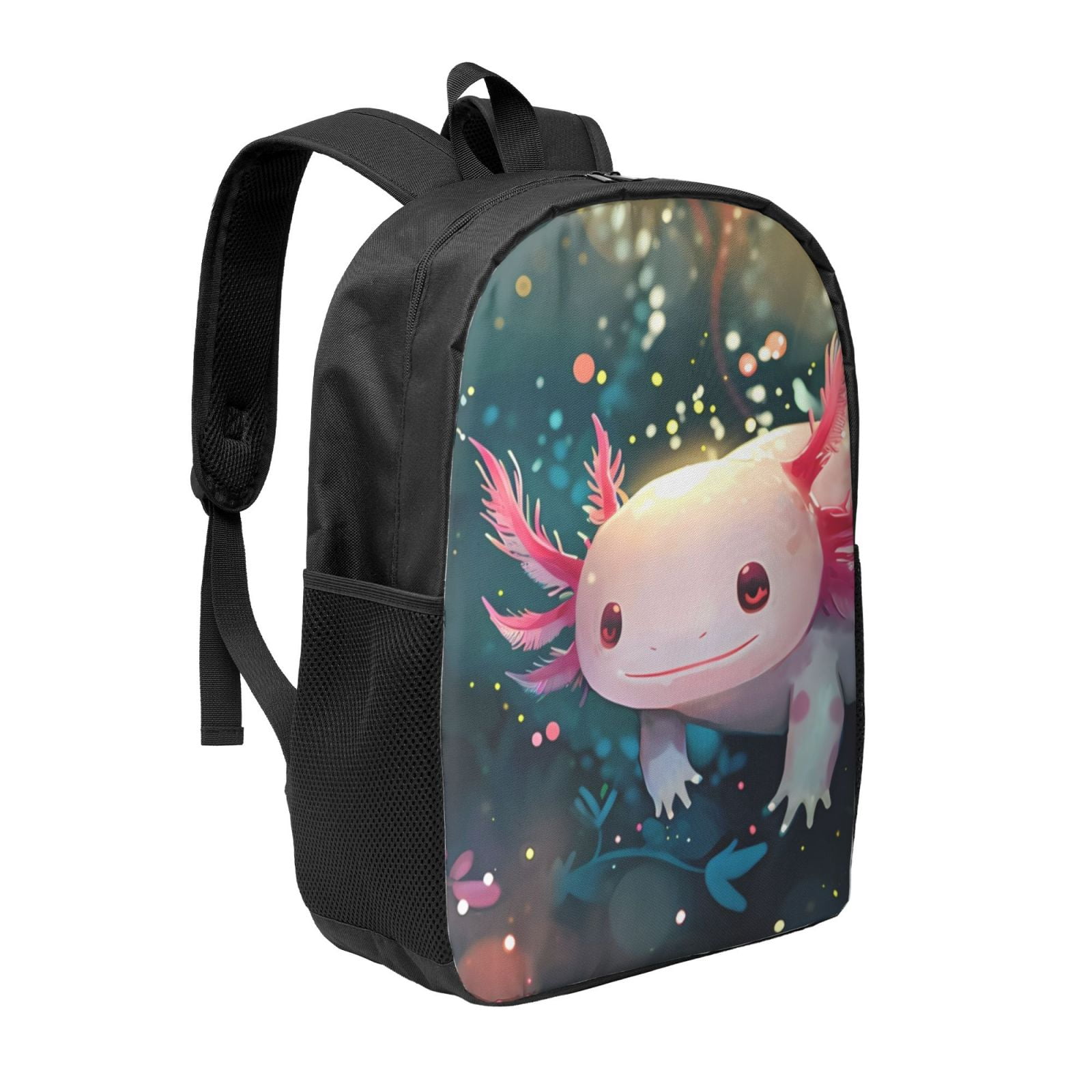 Goofa Whimsical Axolotl Fantasy Pattern 17in Student Backpack - School ...