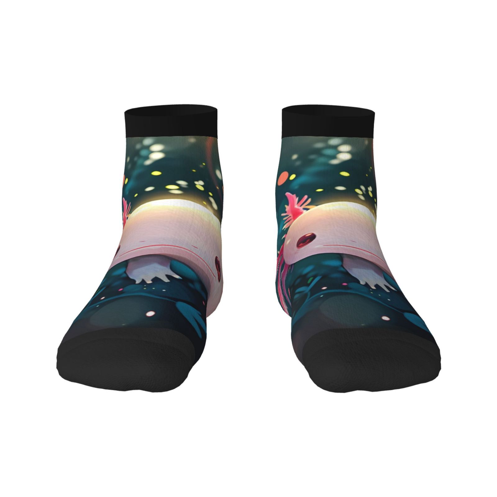 Goofa Whimsical Axolotl Fantasy Pattern Non Slip Socks with Grips for ...