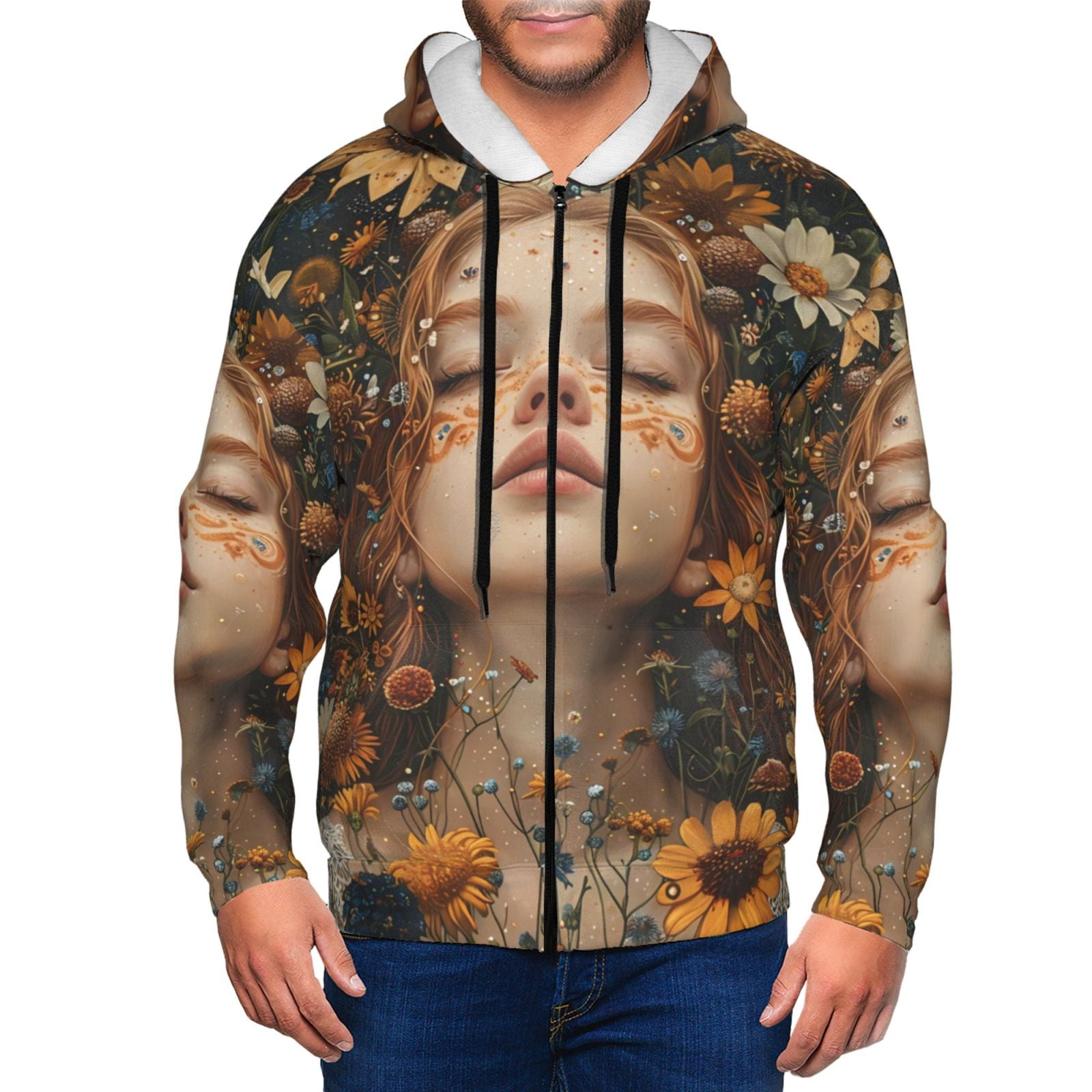 Goofa Whimsical Flower Crown Maiden Pattern Mens Full-zip Hoodie, Zip ...