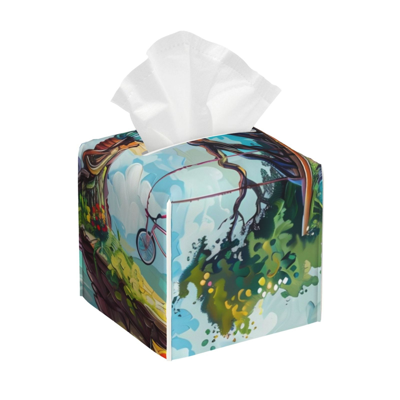 Goofa Whimsical Treehouse Painting Tissue Box Cover PVC Leather Tissue ...