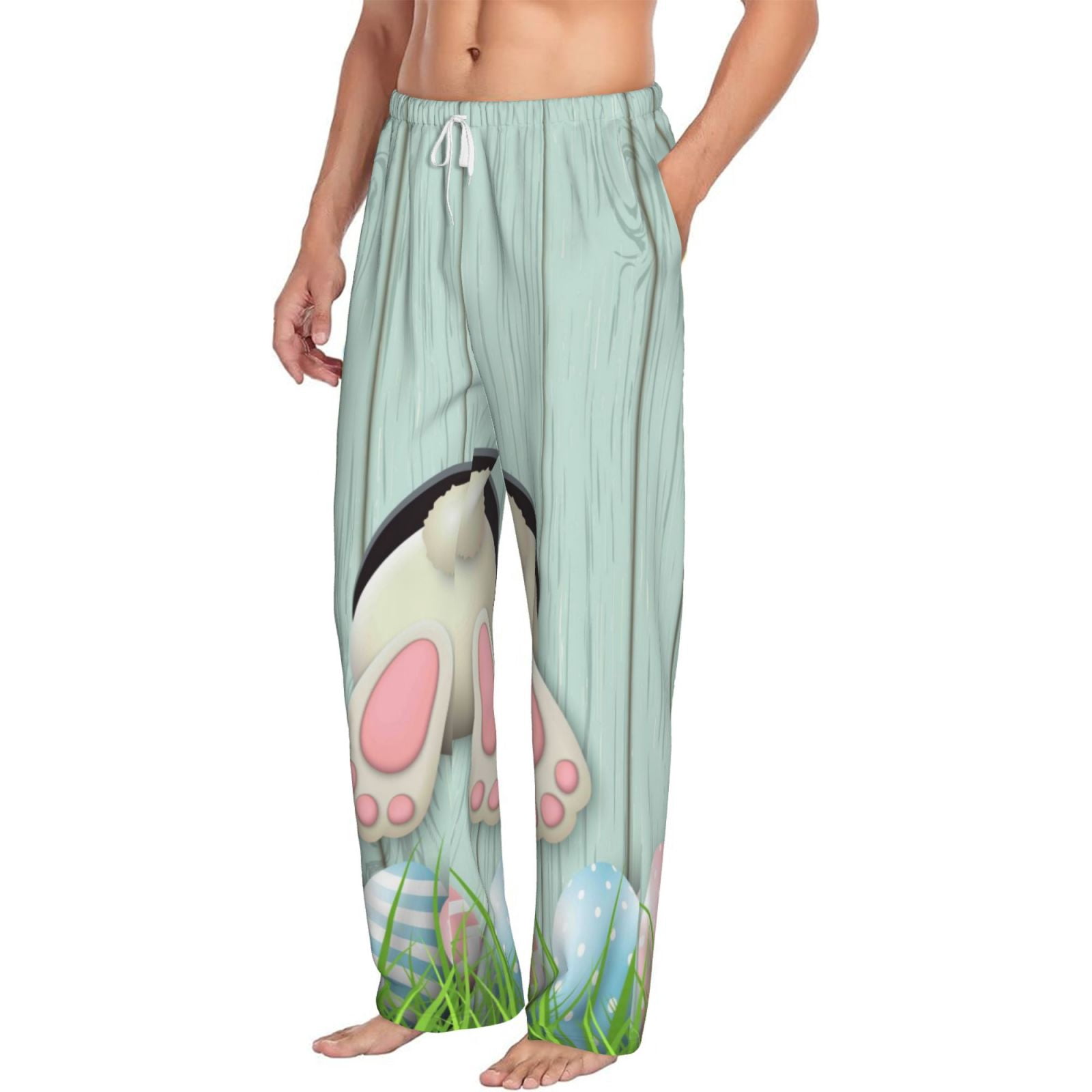 Goofa White Bunny Bottom And Easter Eggs Printed Soft Pajama Pants for ...