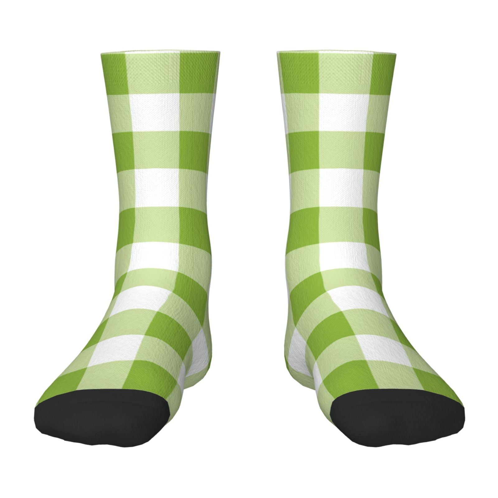 Goofa White Green Plaid Pattern Children's Crew Socks, Kids' Daily Wear ...