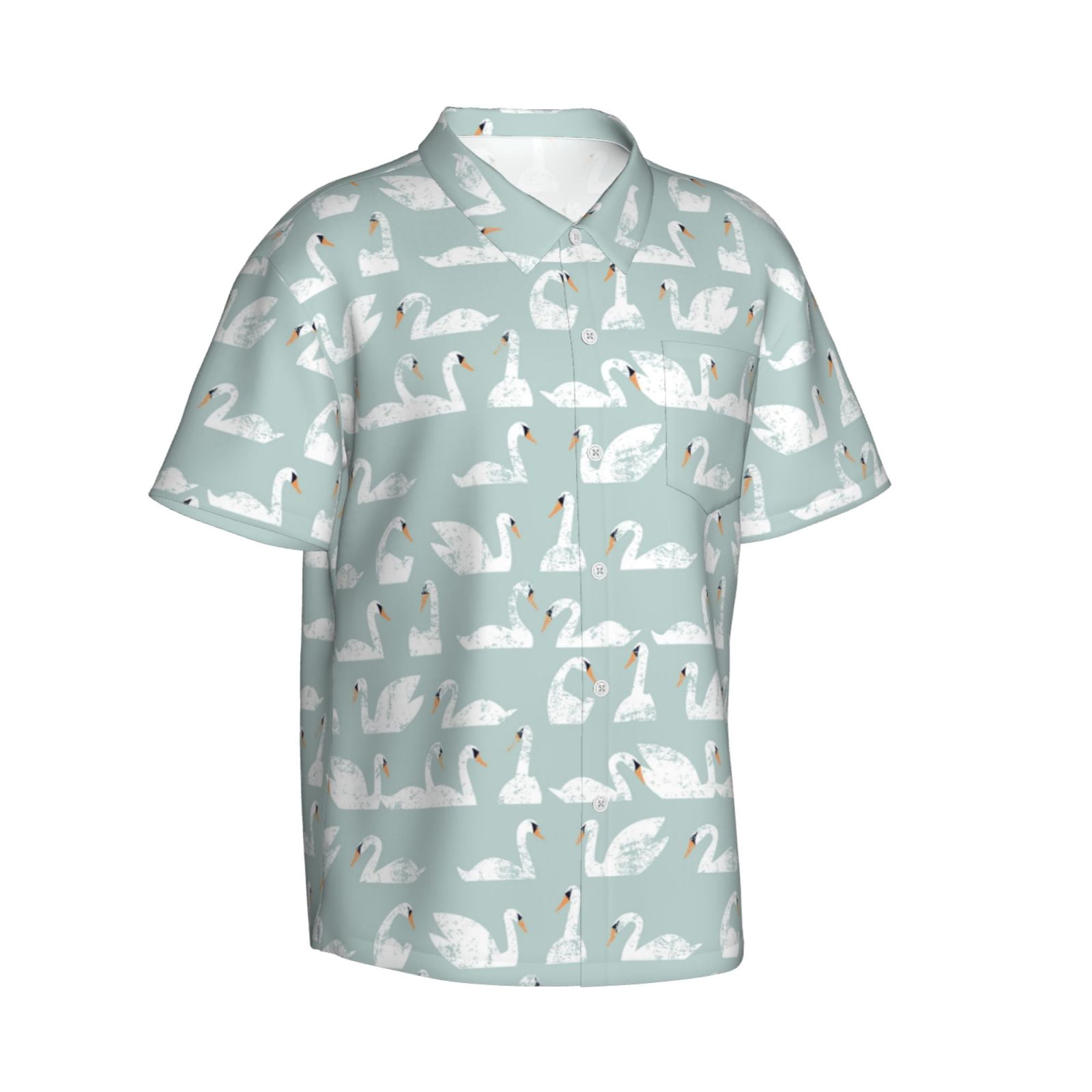 Goofa White Swan Hawaiian Shirt for Men, Unisex Summer Beach Casual ...
