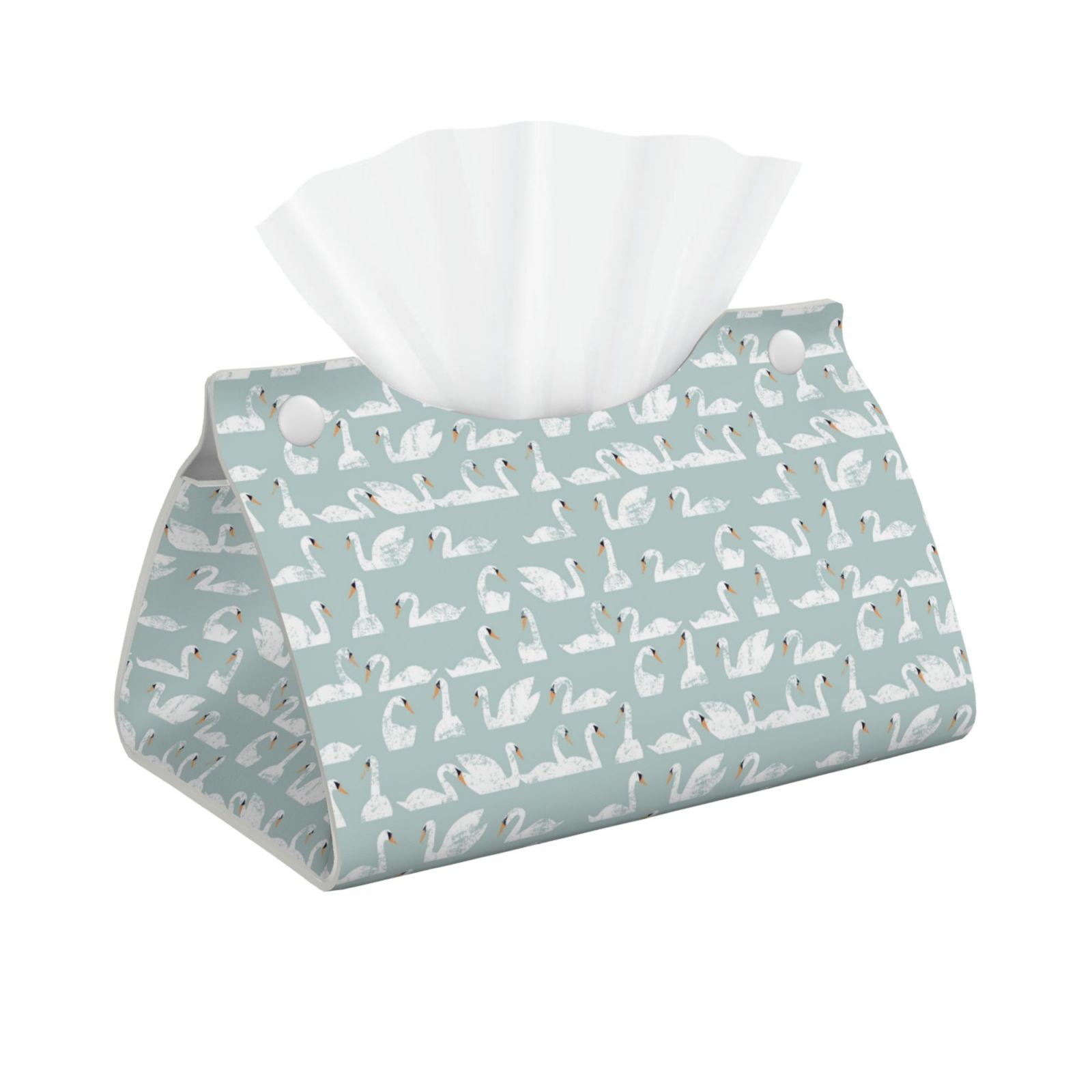 Goofa White Swan Pattern Triangle Square Tissue Box Cover, Modern PVC ...