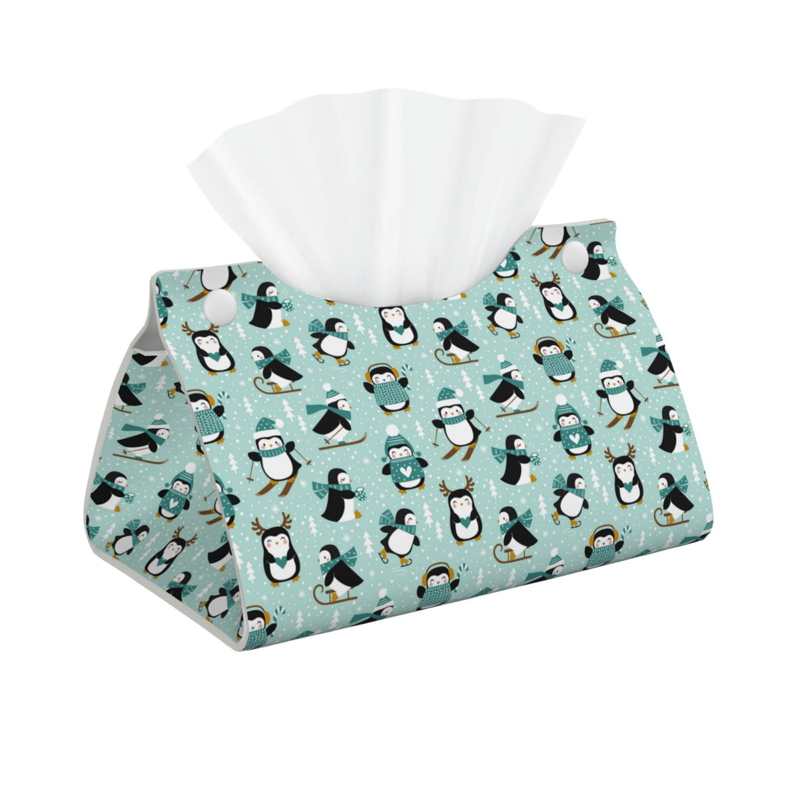 Goofa Winter Skiing Penguin Pattern Triangle Square Tissue Box Cover ...