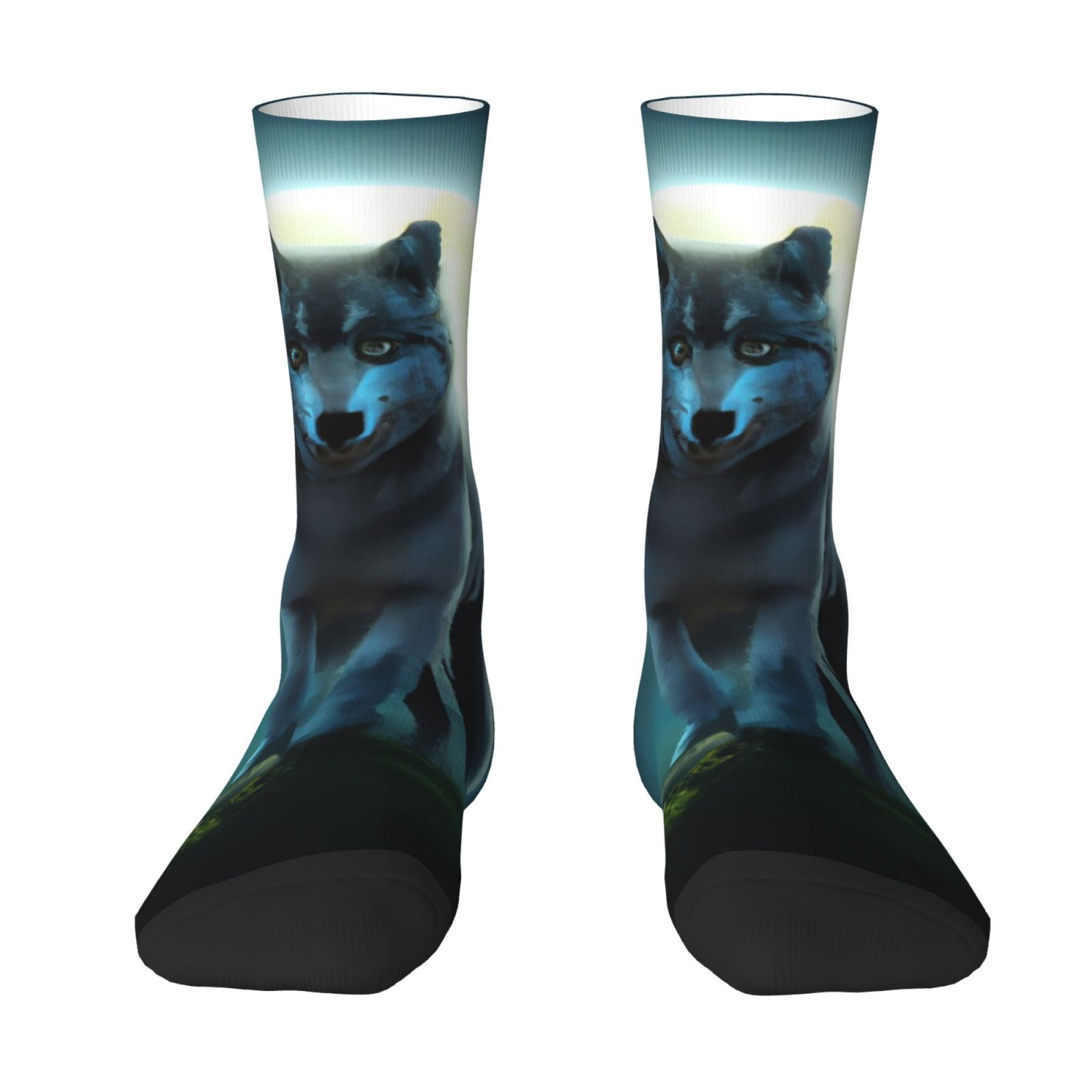 Goofa Wolf Printed Men's Crew Socks, Soft Durable Breathable Moisture ...