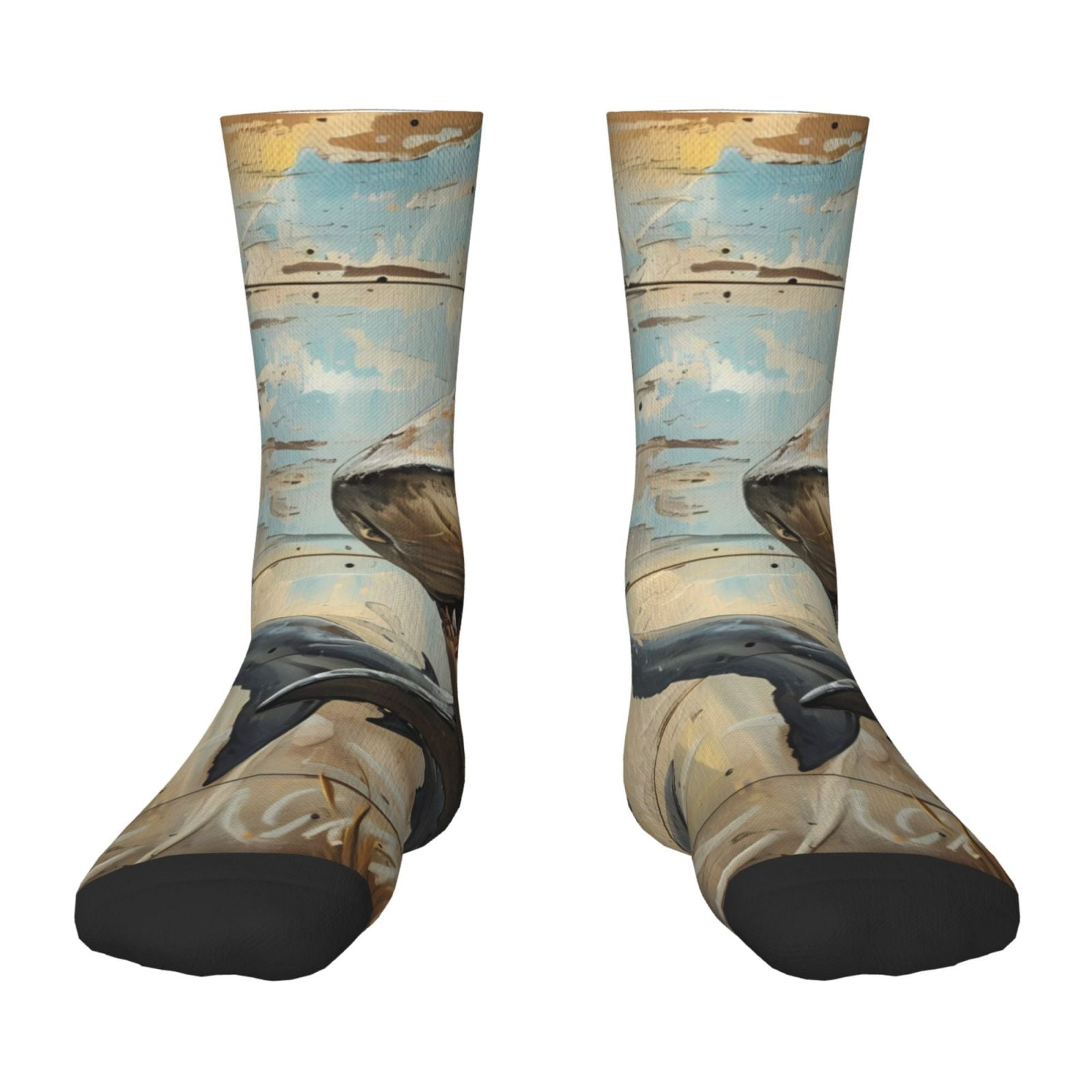 Goofa Wood Grain Shark Pattern Children's Crew Socks, Kids' Daily Wear ...