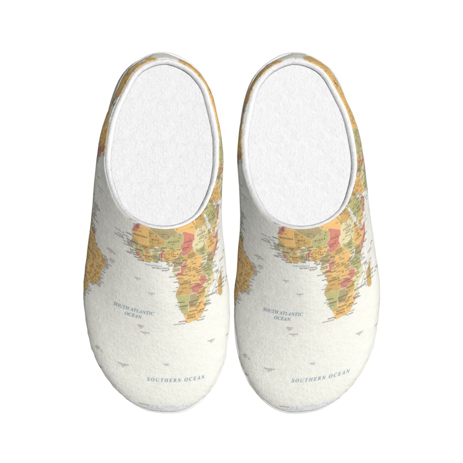 Goofa World Map 1 Print Womens Mens Cotton Lightweight House Slippers ...