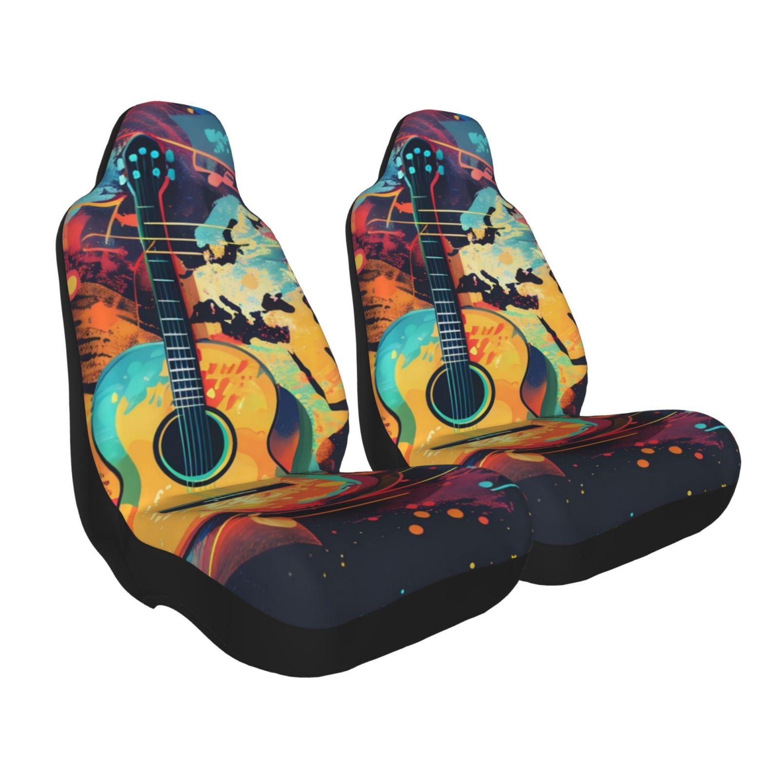 Goofa World Map Guitar Illustration Printed Car Seat Covers, Automotive ...