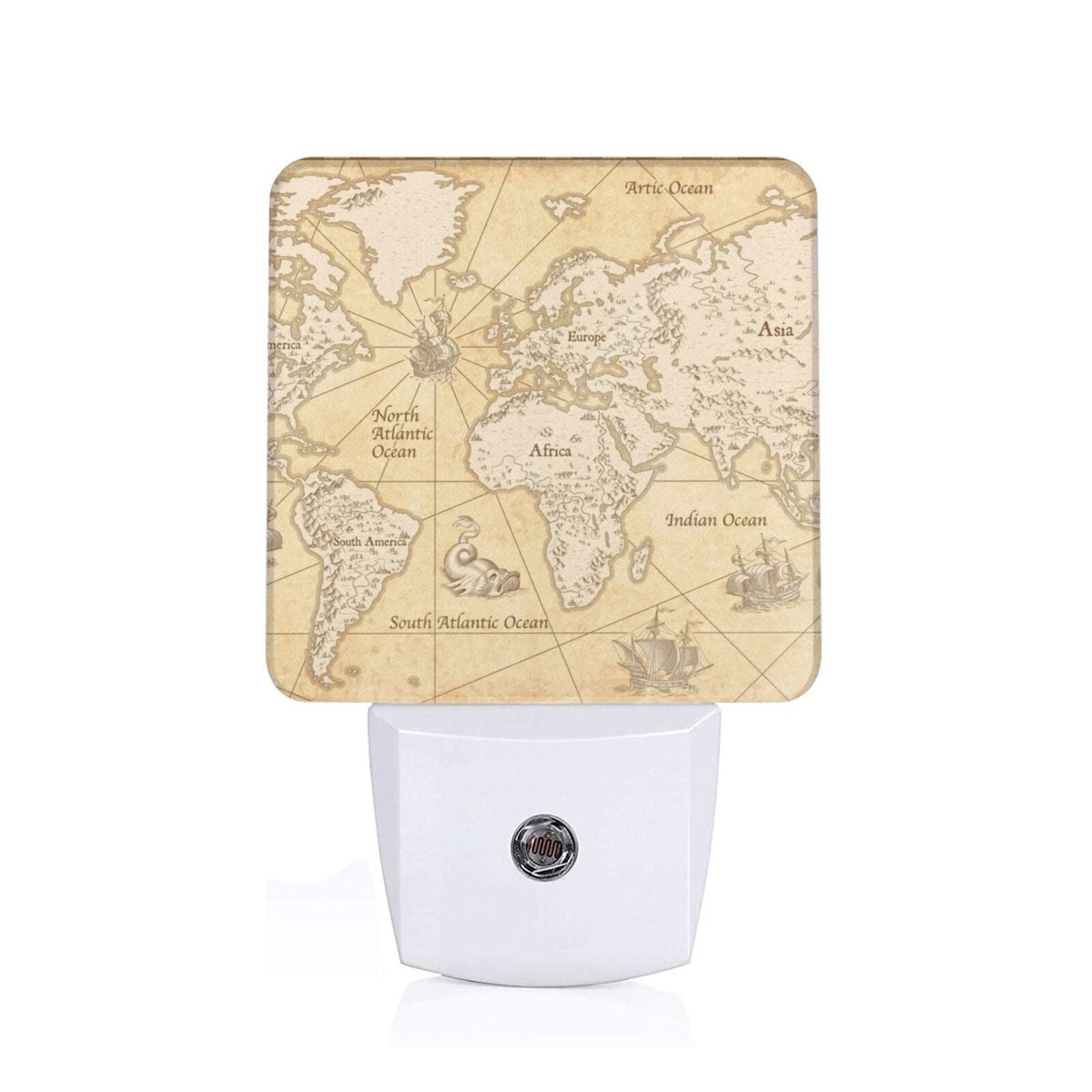 Goofa World Map Night Light, Plug-in, Dusk to Dawn Sensor, Warm White ...