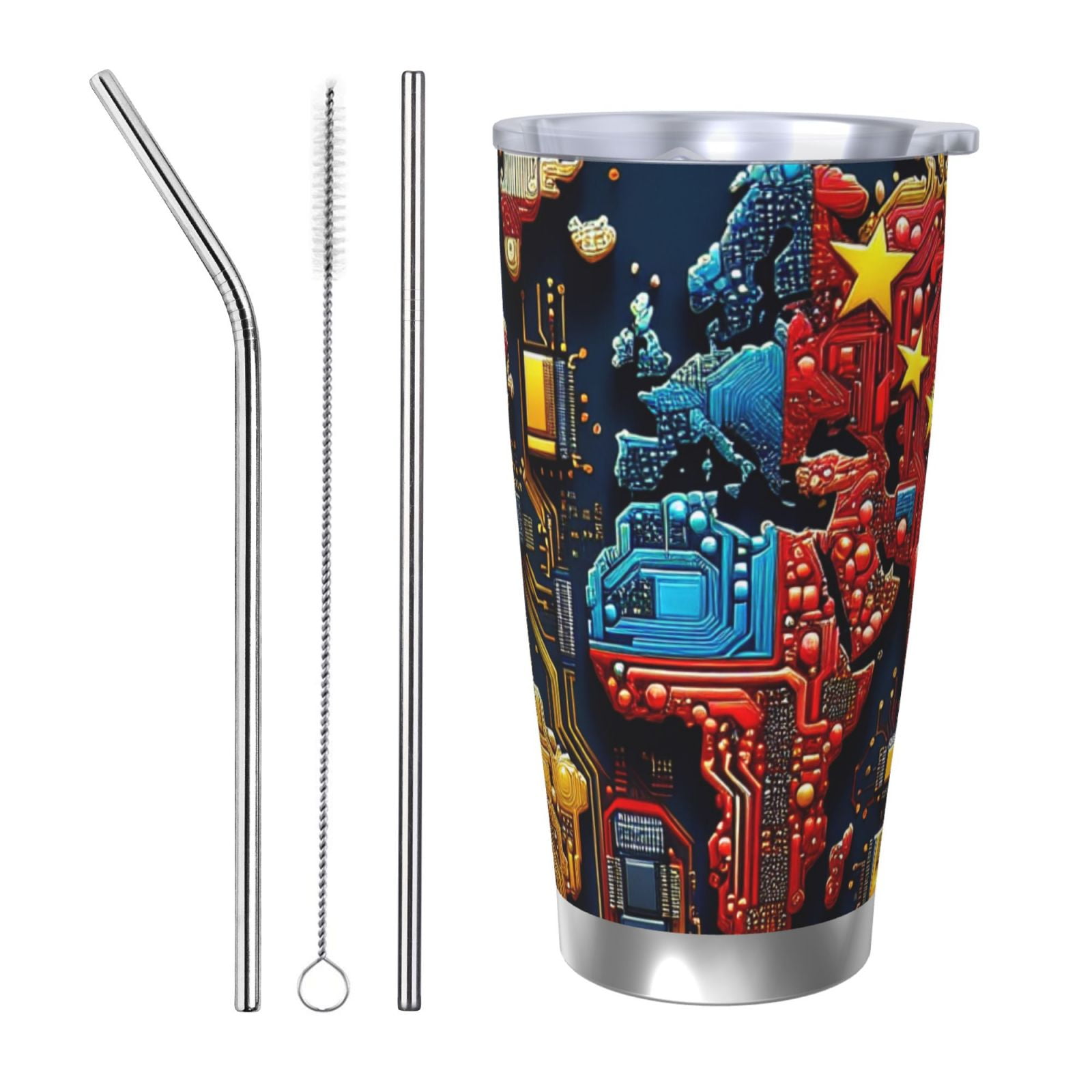 Goofa World Map Of Digital Circuits for 20 oz Skinny Tumbler Stainless ...