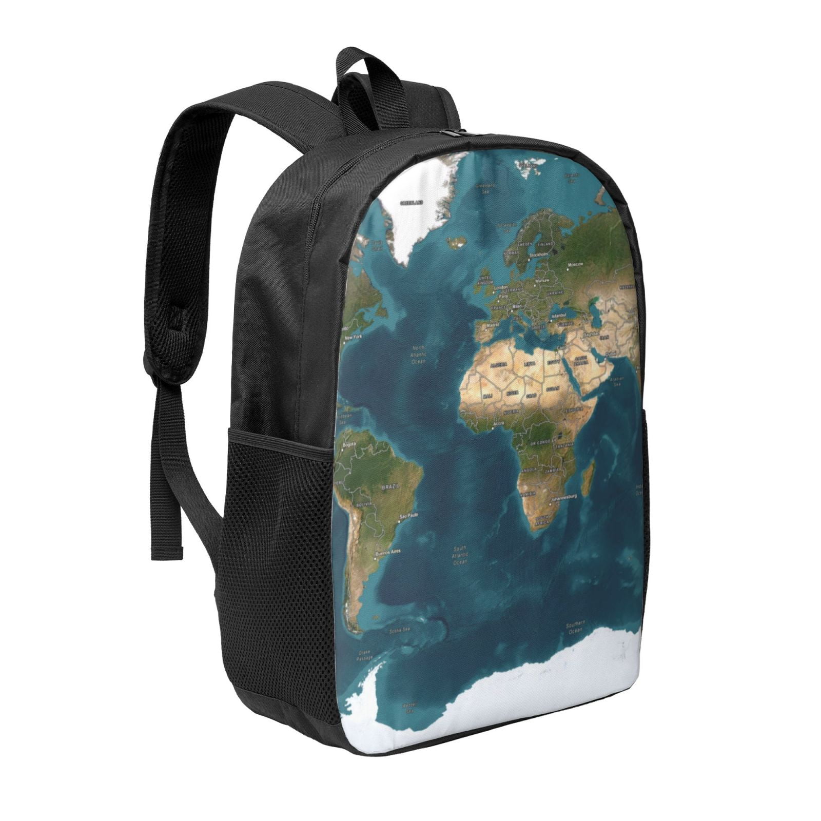 Goofa World Map Pattern 17in Student Backpack - School, Travel, Work ...