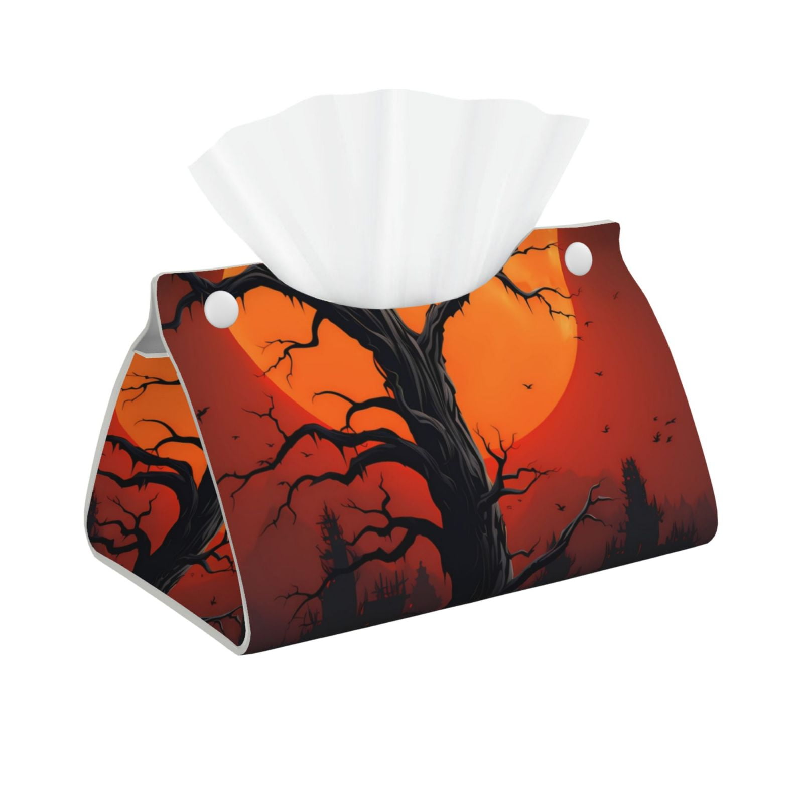 Goofa Yellow Castle Sunset Tree Pattern Triangle Square Tissue Box ...