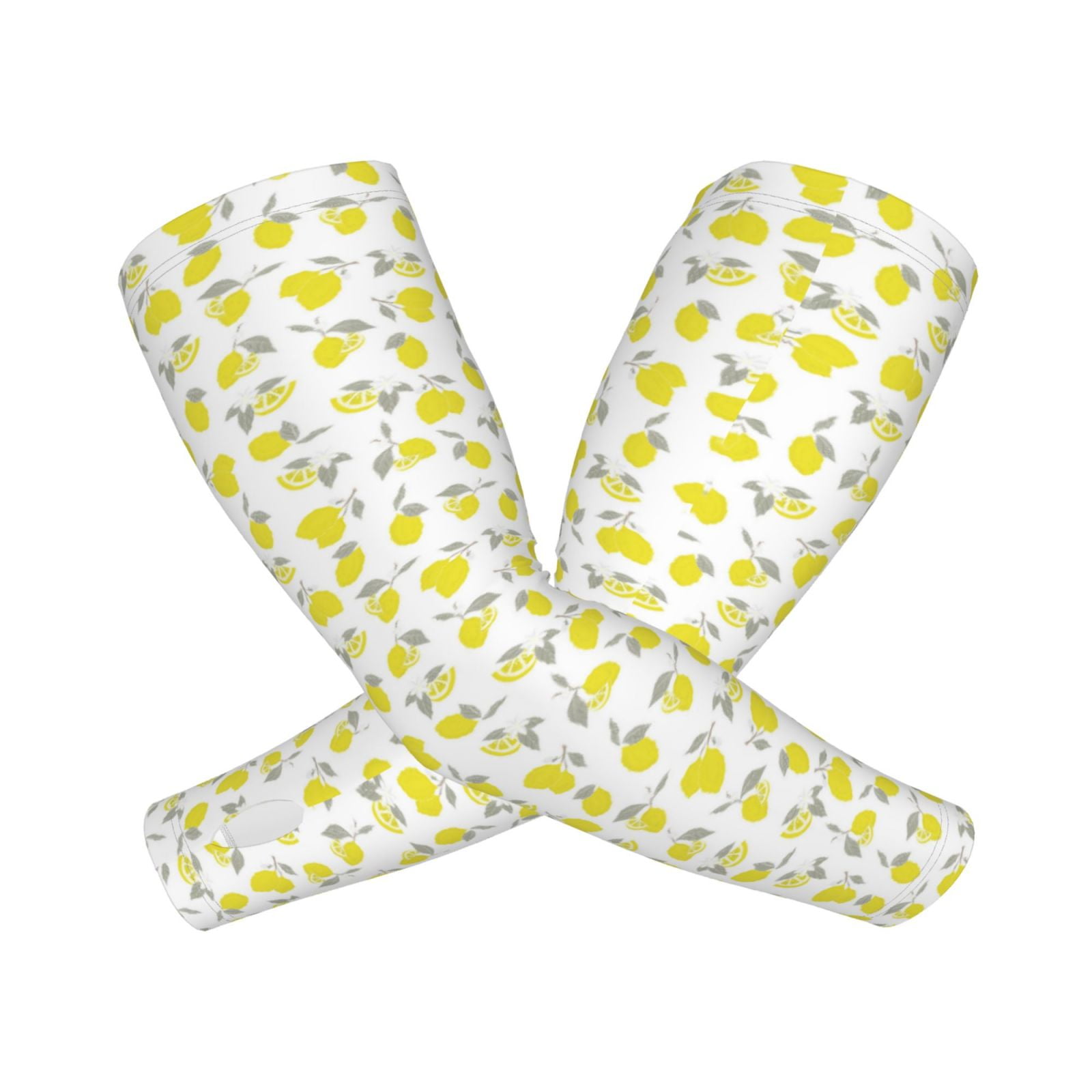 Goofa Yellow Lemon Leaves Pattern UV Sun Protection Arm Sleeves, UPF 50 ...