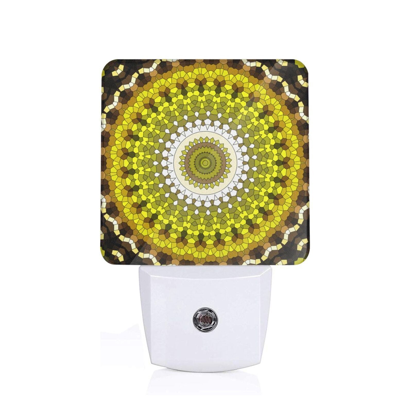 Goofa Yellow Mandala Night Light, Plug-in, Dusk to Dawn Sensor, Warm ...