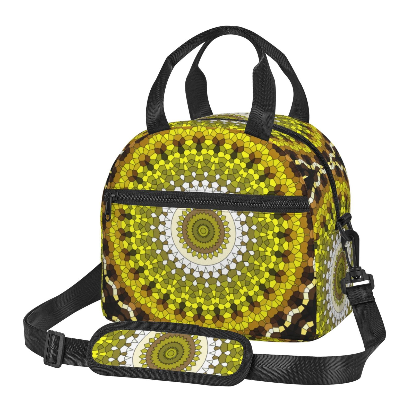 Goofa Yellow Mandala Pattern Lunch Bag ,Insulated Lunch Box, Small ...
