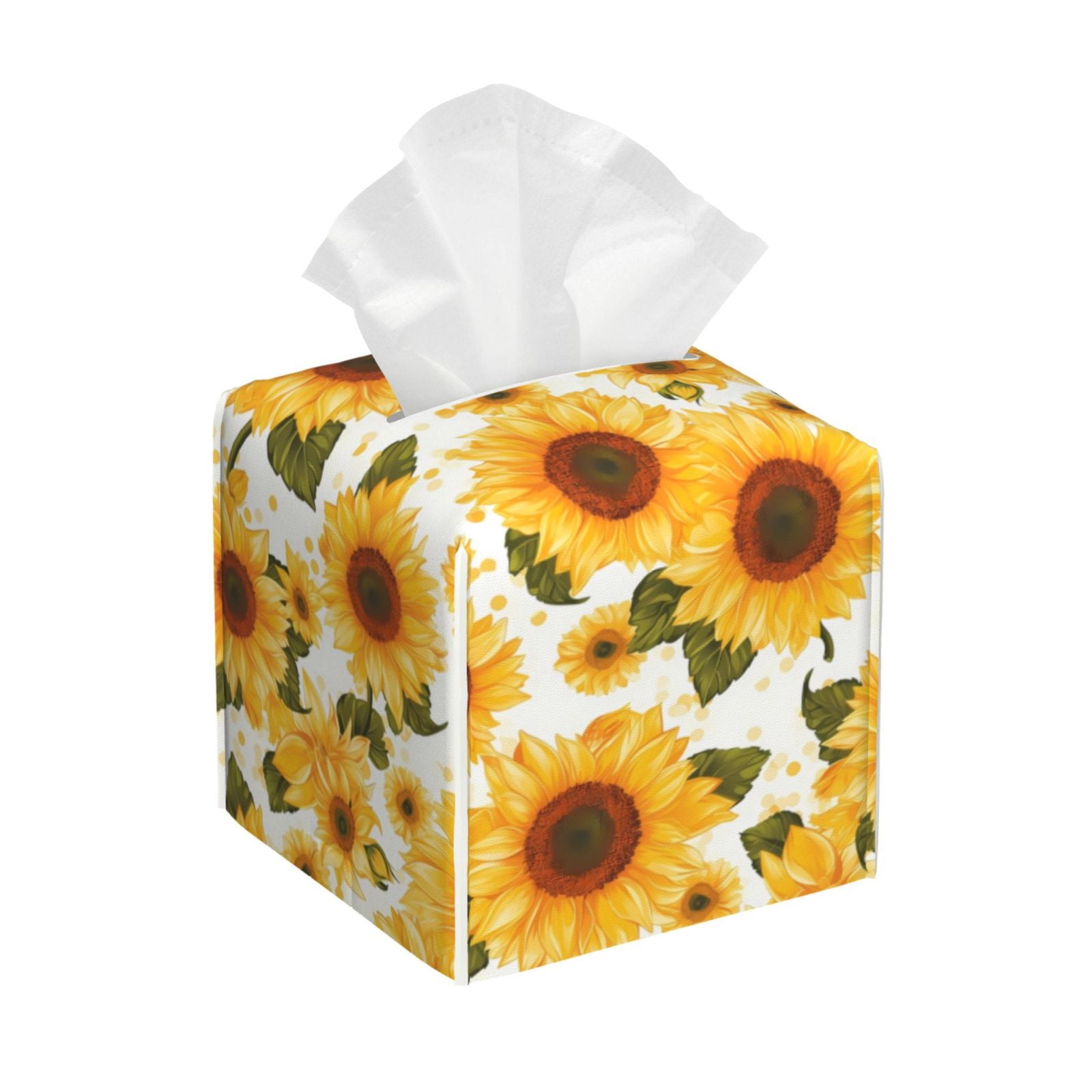 Goofa Yellow Polka Dot Sunflower Tissue Box Cover PVC Leather Tissue ...