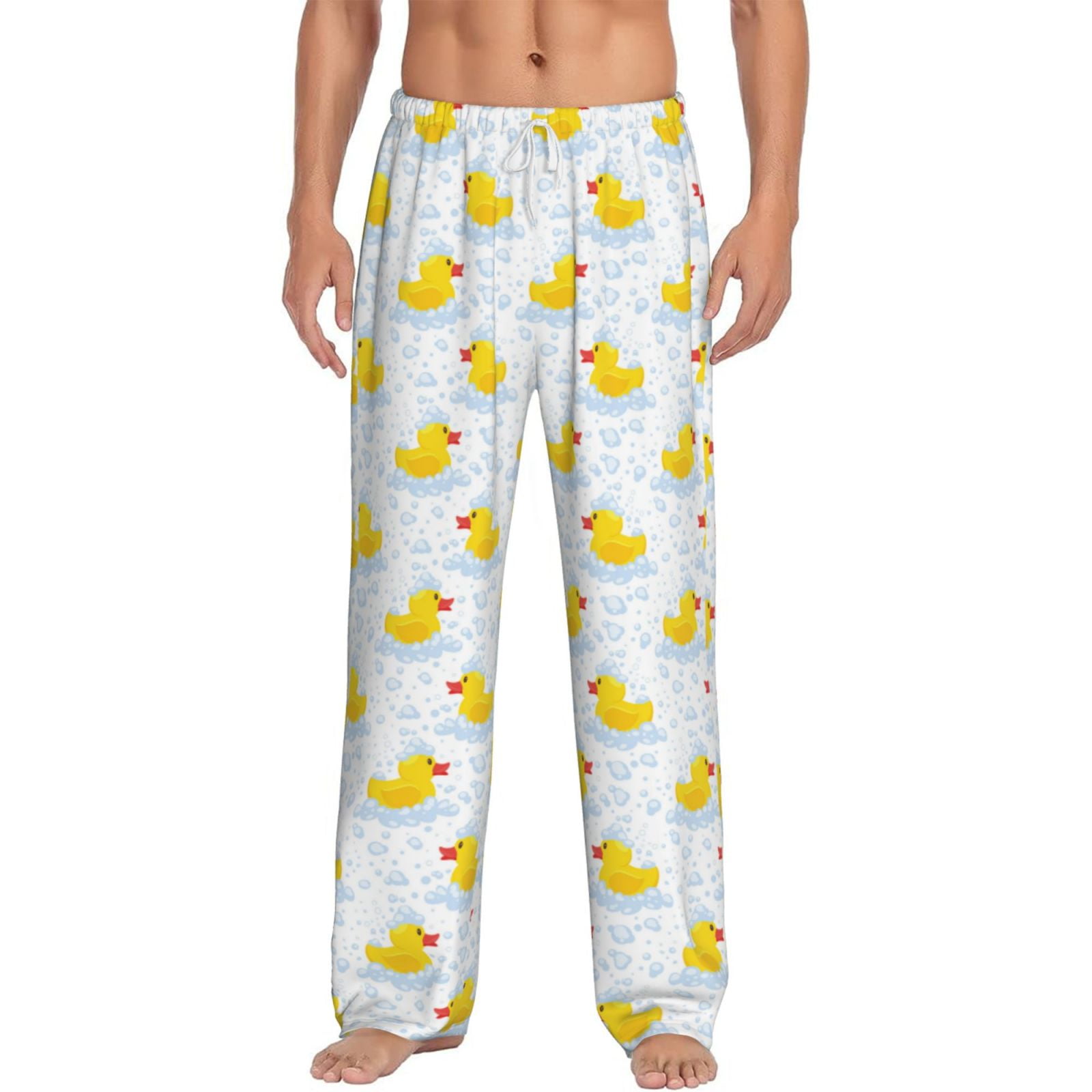 Goofa Yellow Rubber Duck Pattern Printed Soft Pajama Pants for Men ...
