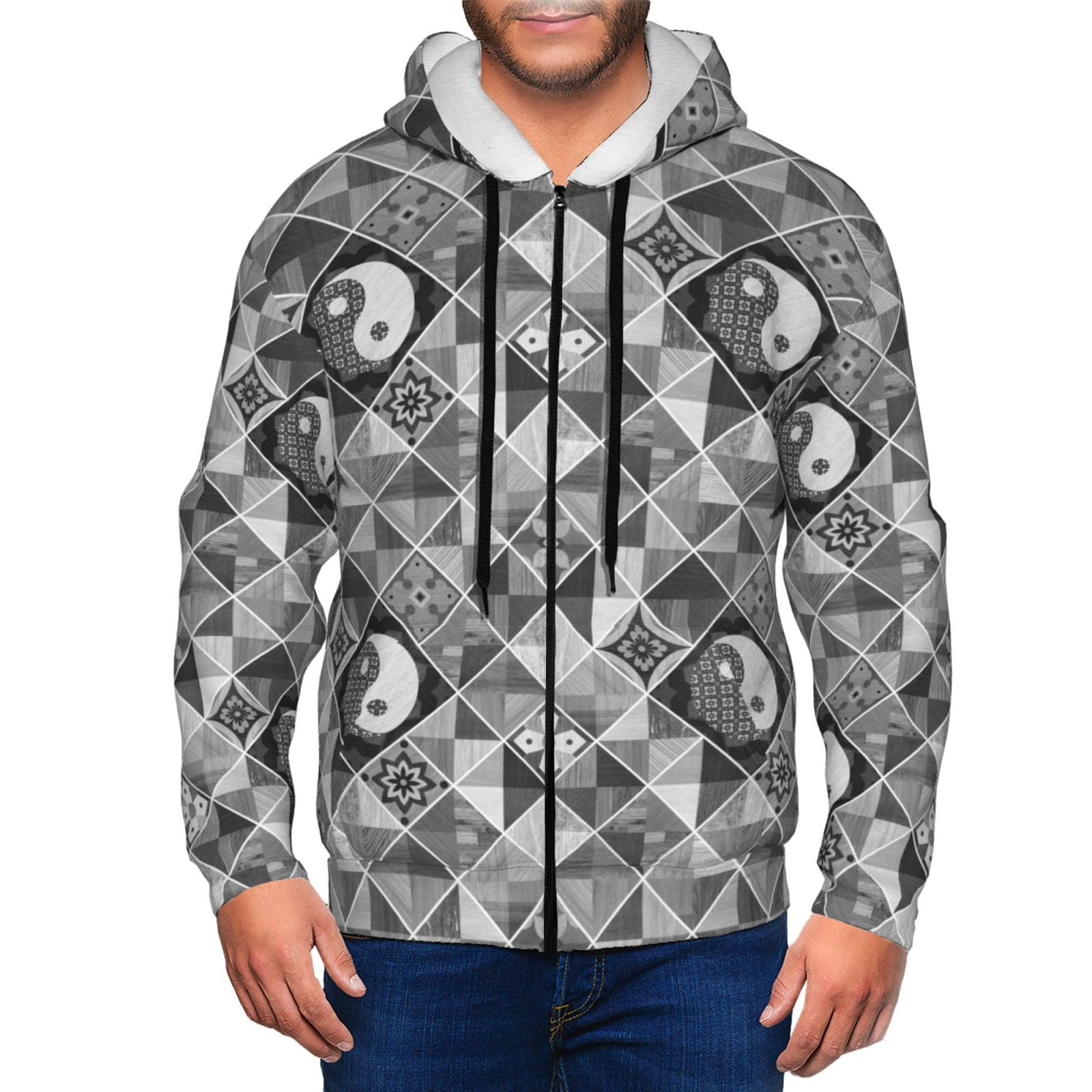 Goofa Yin Yang With Black And White Pattern Mens Full-zip Hoodie, Zip ...